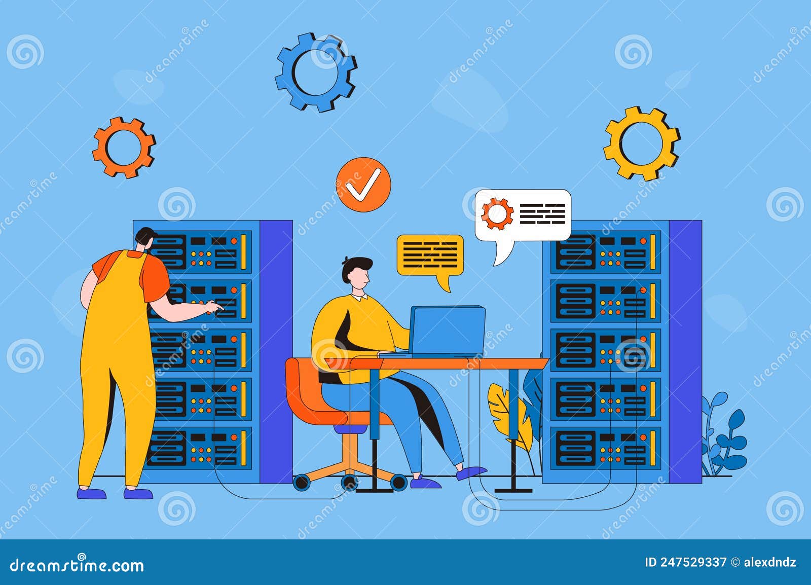 Server Maintenance Web Concept in Flat 2d Design. Vector Illustration ...