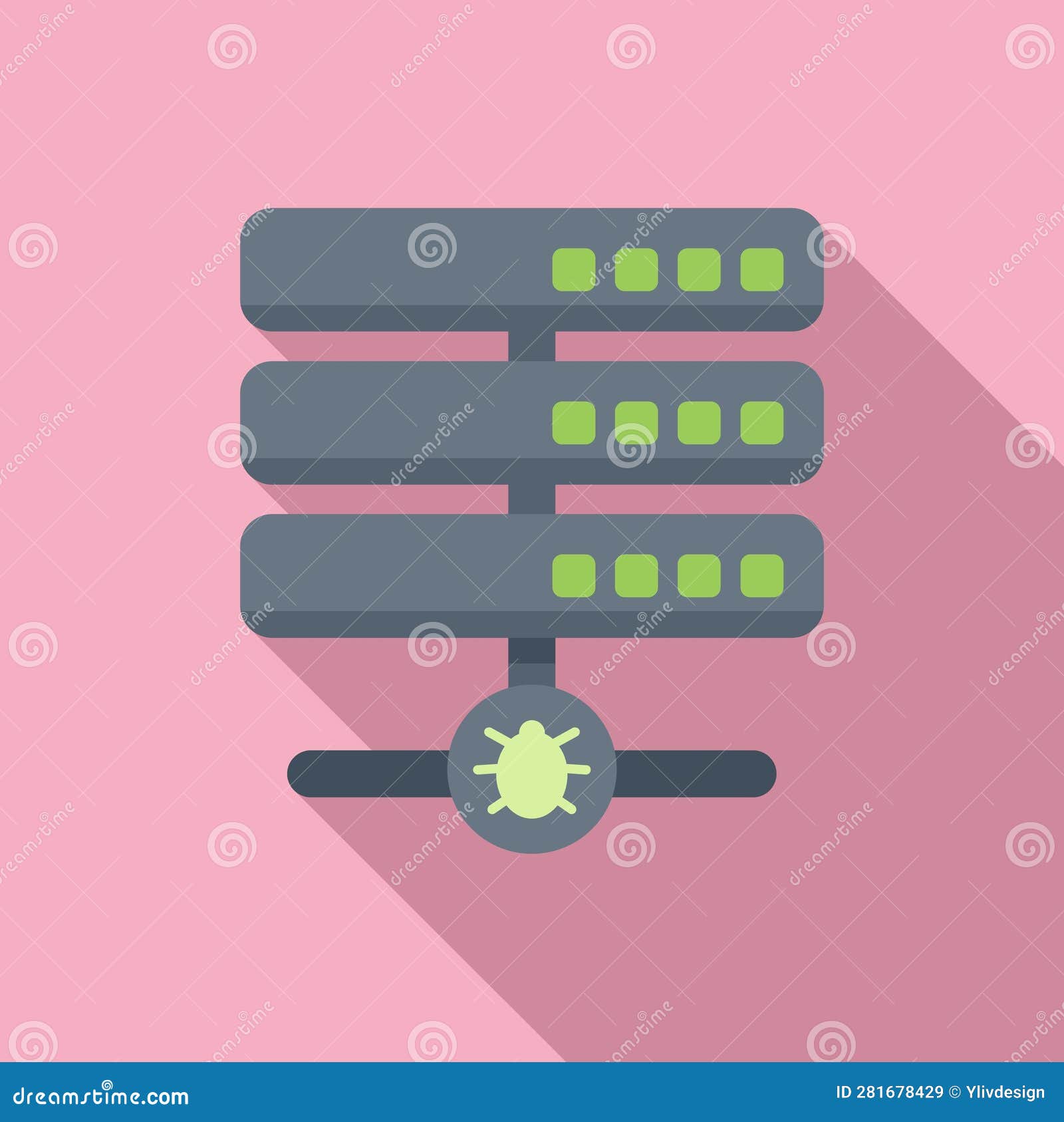 Server Malware Icon Flat Vector. Internet Report Stock Vector ...