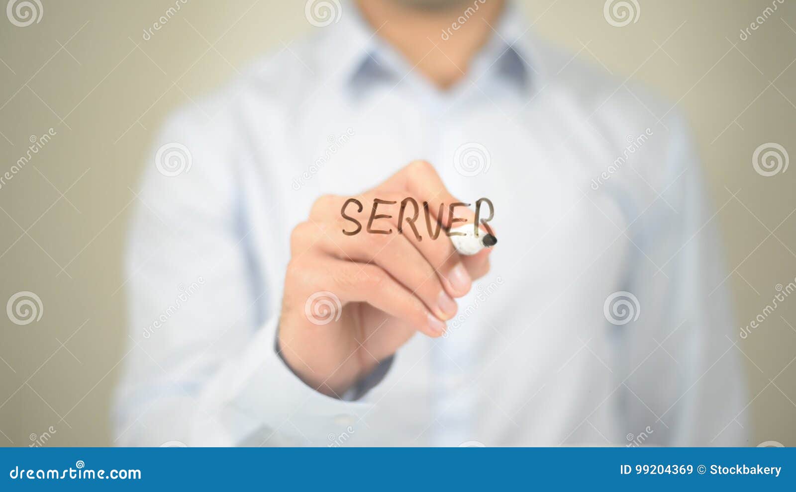 Server, Man Writing on Transparent Screen Stock Image - Image of data ...