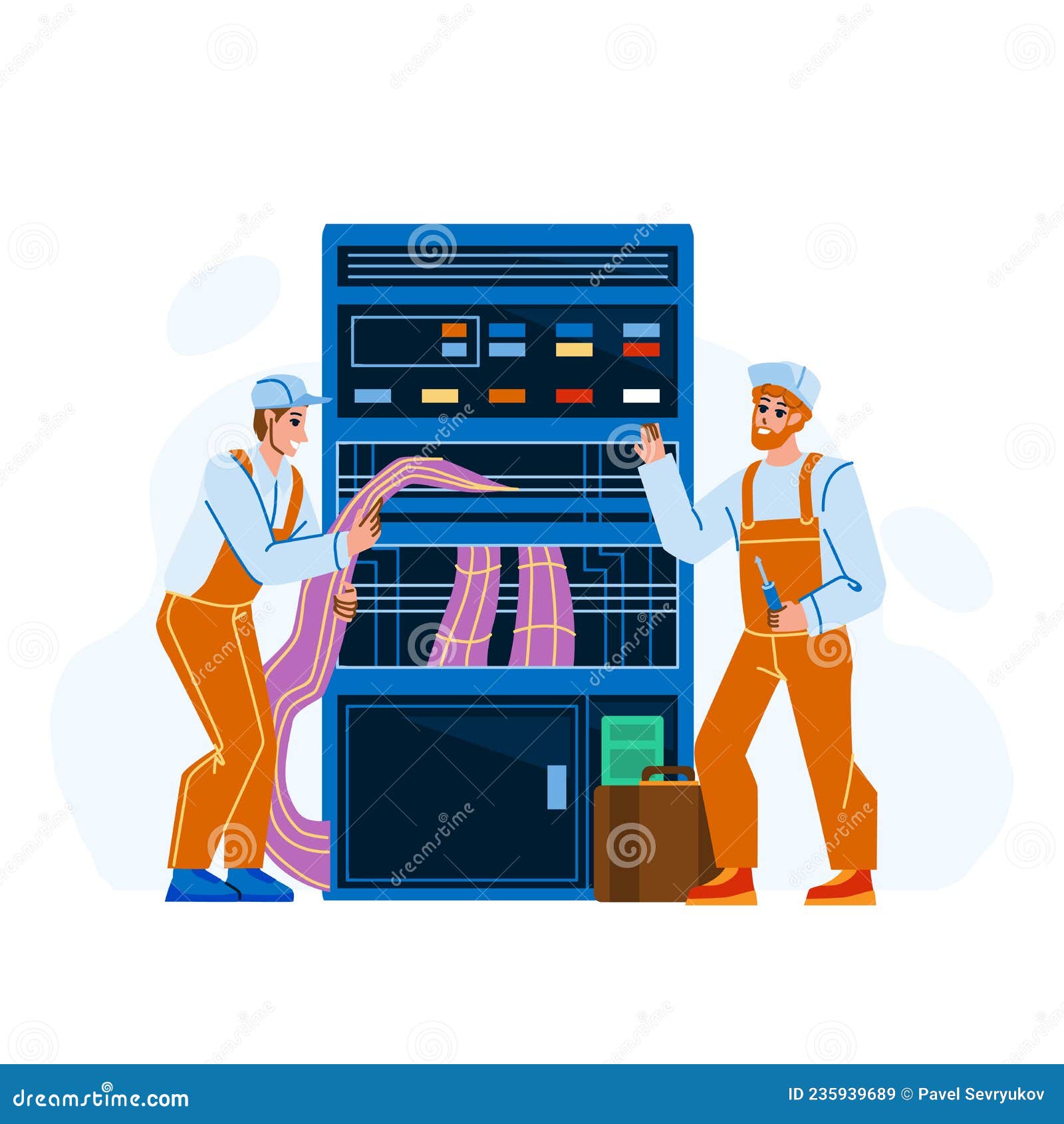 Server Management and Technician Support Vector Stock Vector ...