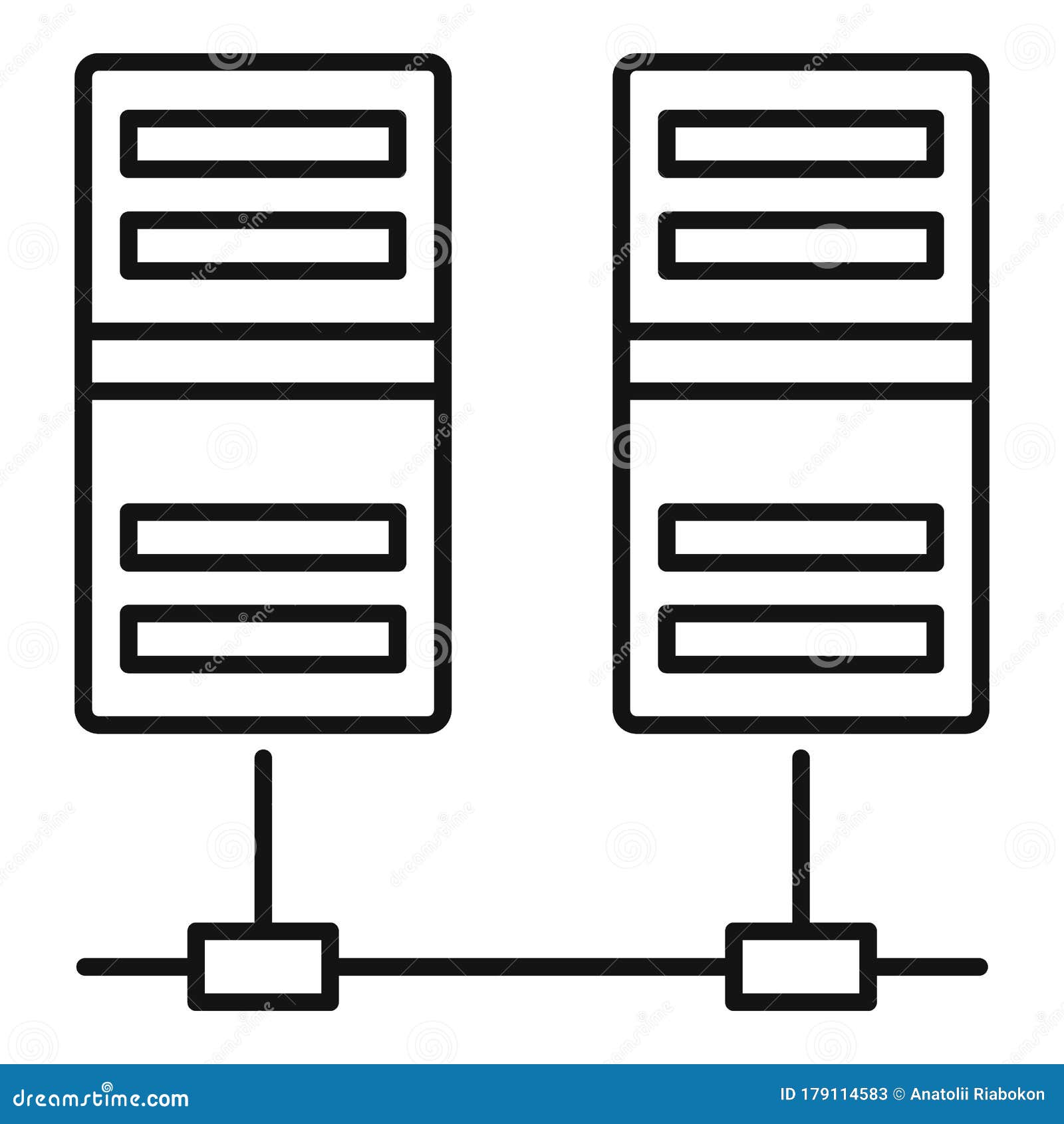 Server Network Connection Icon, Outline Style Stock Vector ...