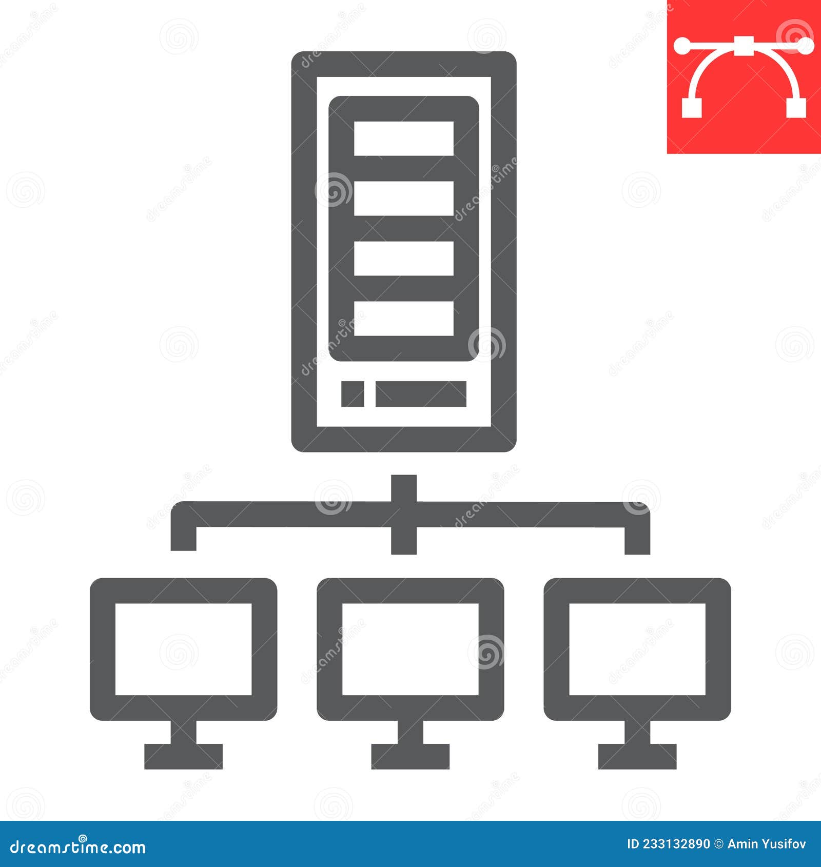 Server network line icon stock vector. Illustration of single - 233132890