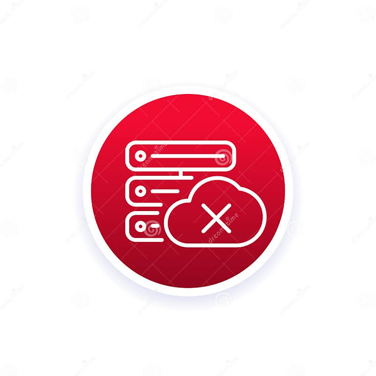 Server Offline Icon with a Cloud, Line Vector Stock Illustration ...