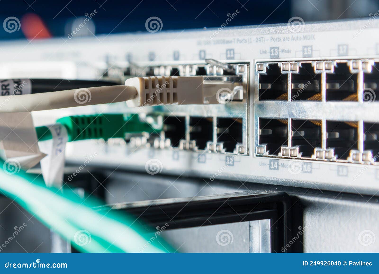 Server with Patch Cables Plugged in Ethernet Ports Stock Photo - Image ...