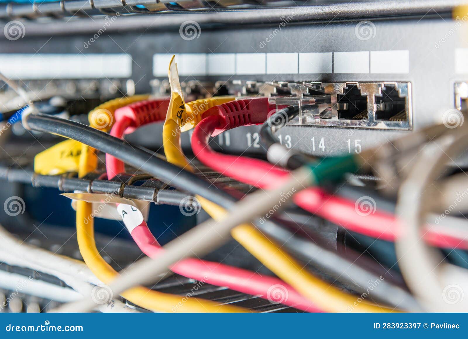 Server with Patch Cables Plugged in Ethernet Ports Stock Image - Image of office, cord: 283923397