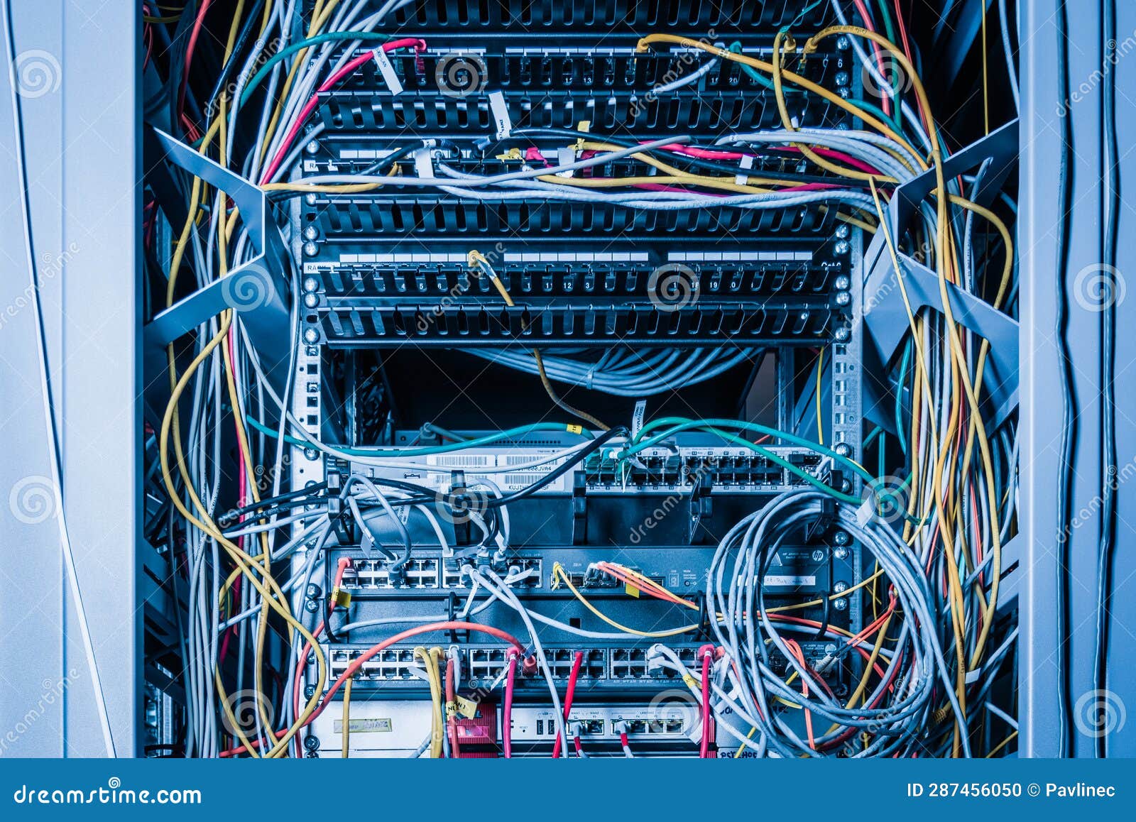 Server with Patch Cables Plugged in Ethernet Ports Stock Photo - Image ...