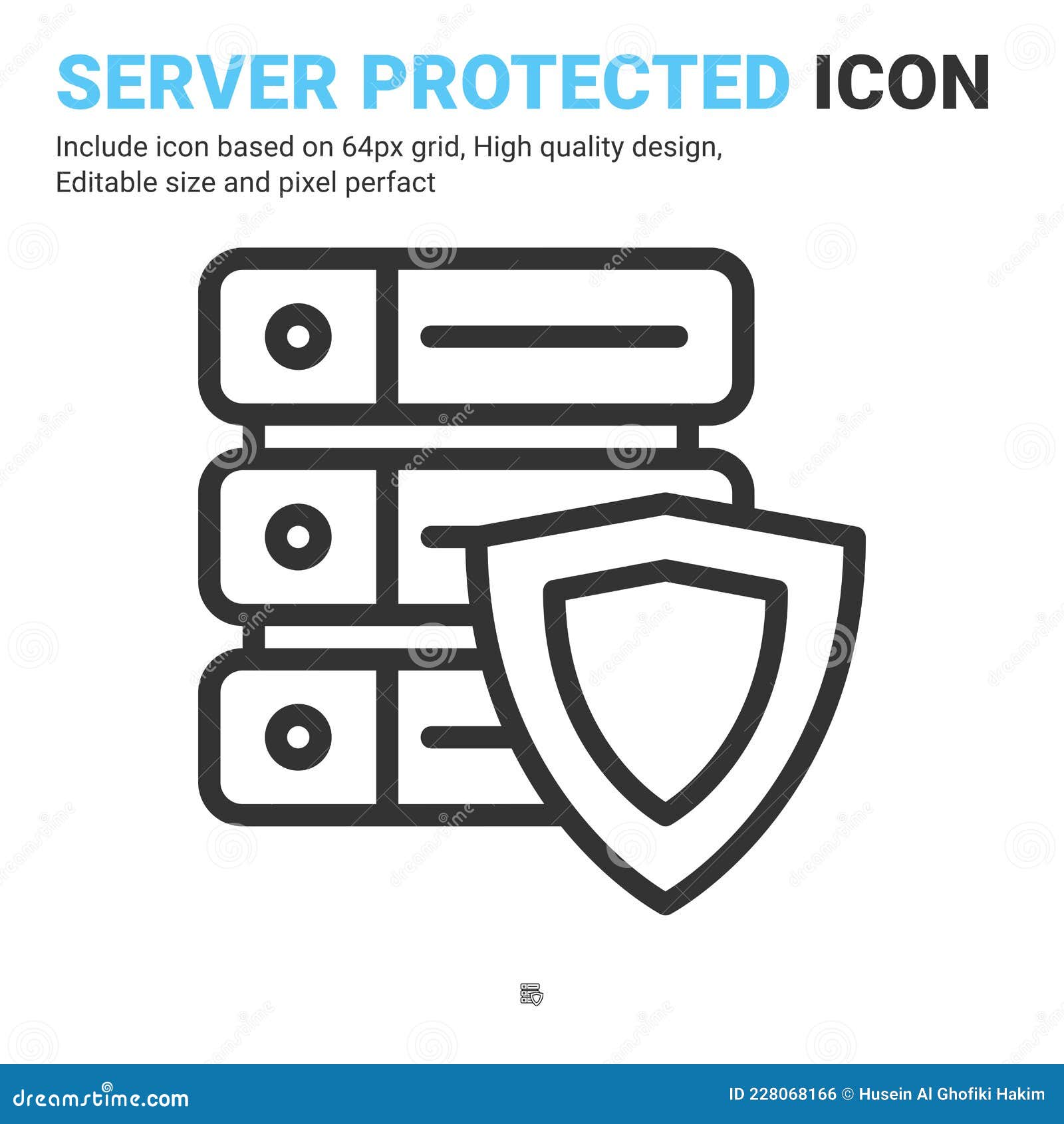 Server Protected Icon Vector with Outline Style Isolated on White ...