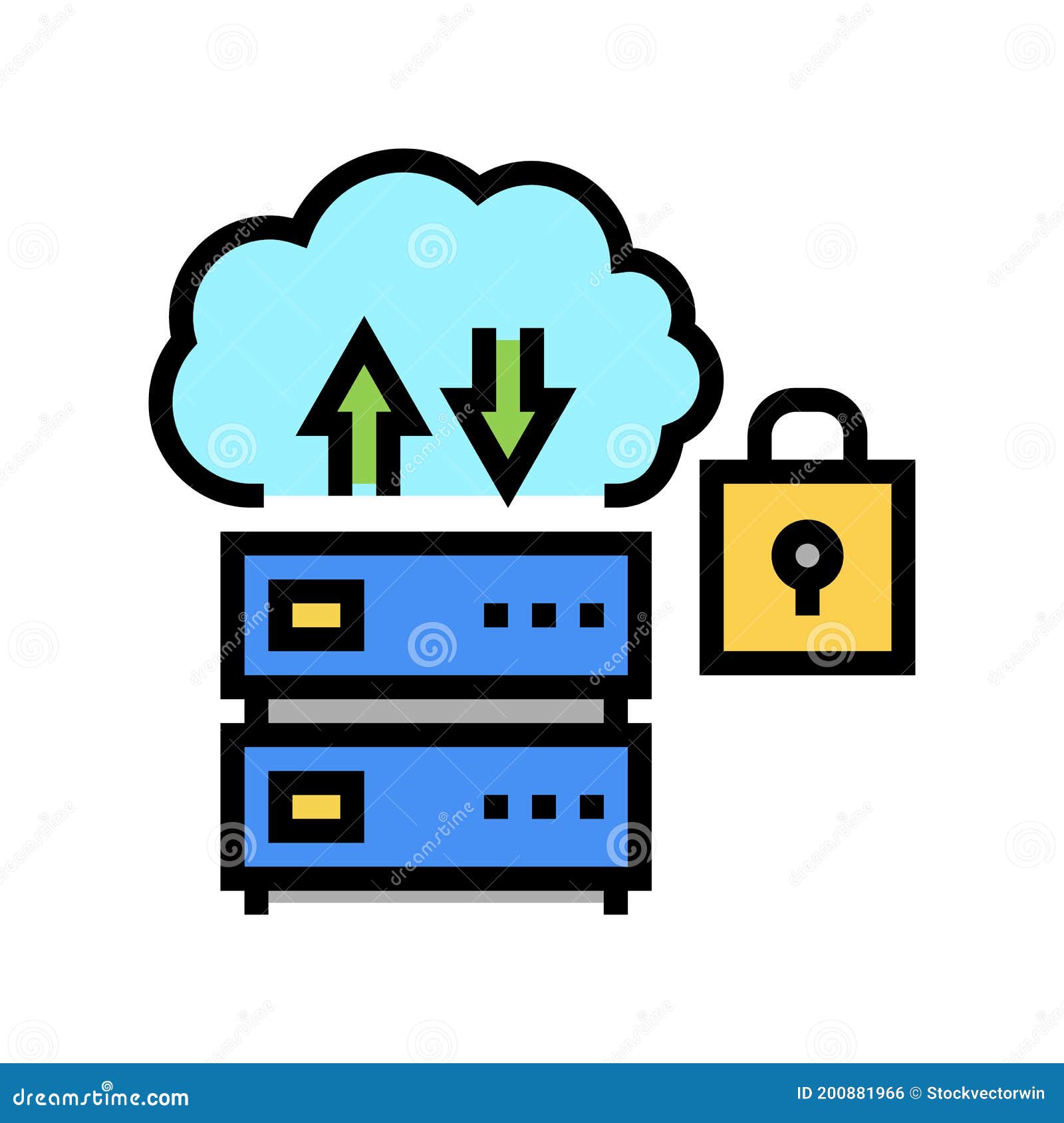Server Protection Color Icon Vector Illustration Sign Stock Vector ...