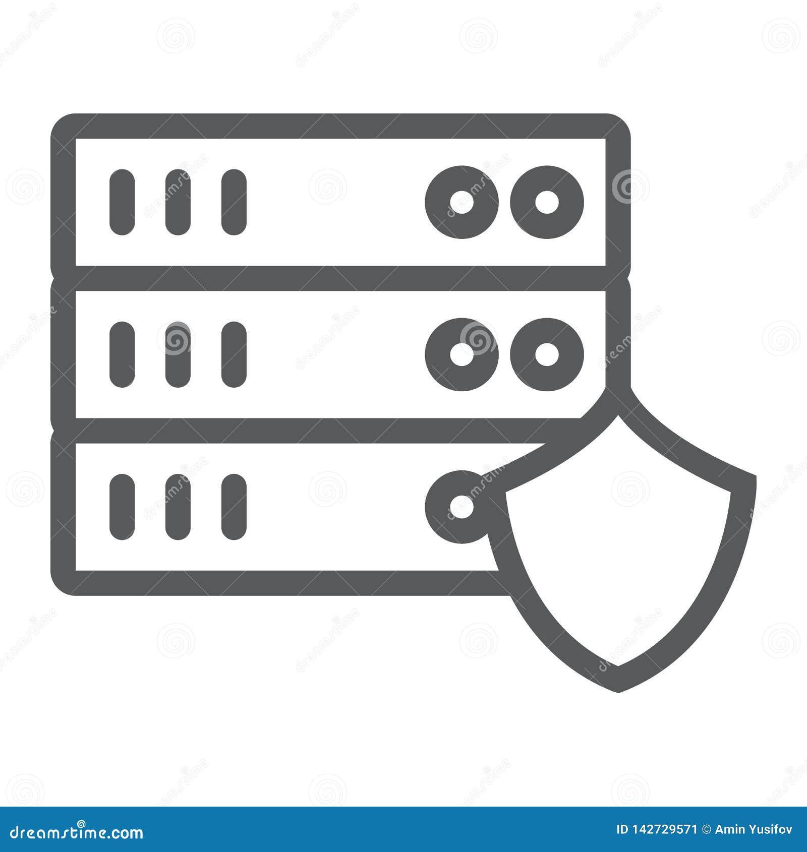 Server Protection Line Icon, Privacy And Security, Database Protection ...