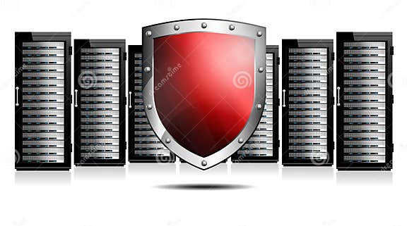 Red Sheild with Servers Depicting Protection Stock Vector ...