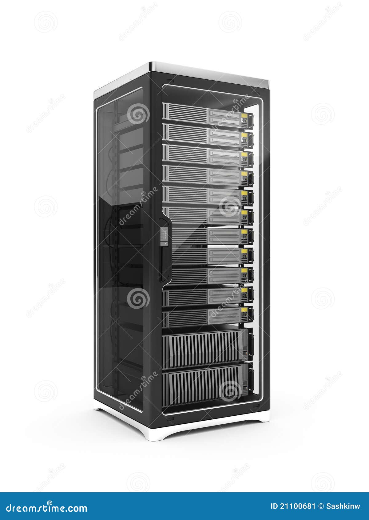 Big HDD Server Rack. Many Powerful Servers Running In The Data Center ...