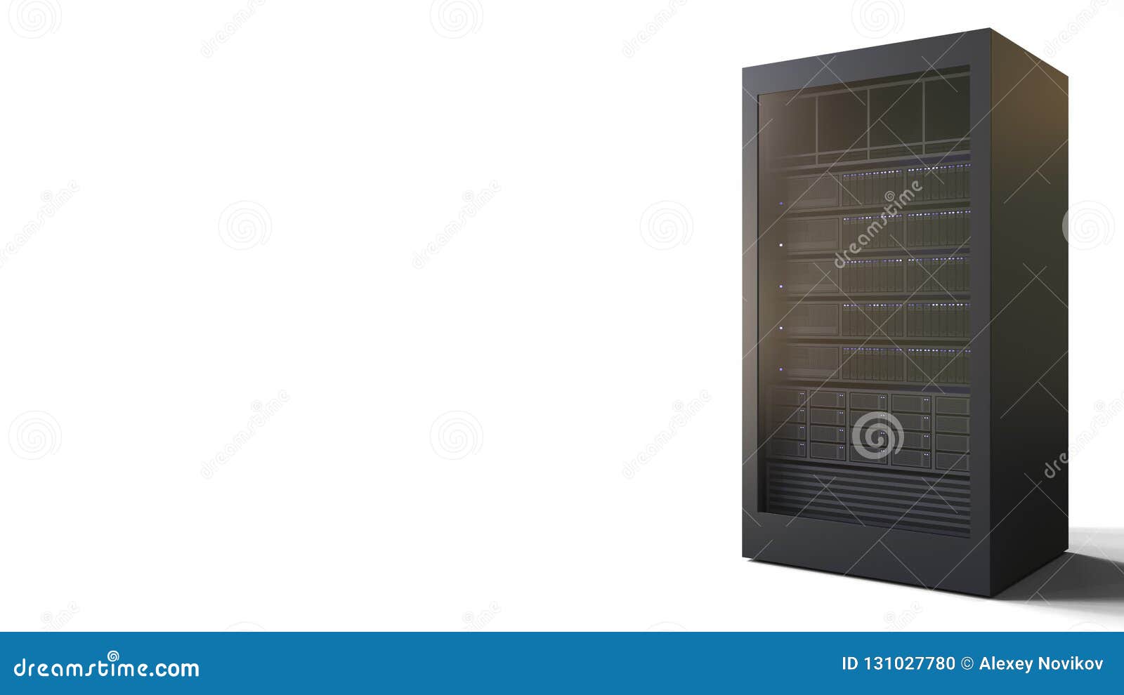 Server Rack Against White Background, Blank Space for Caption or ...