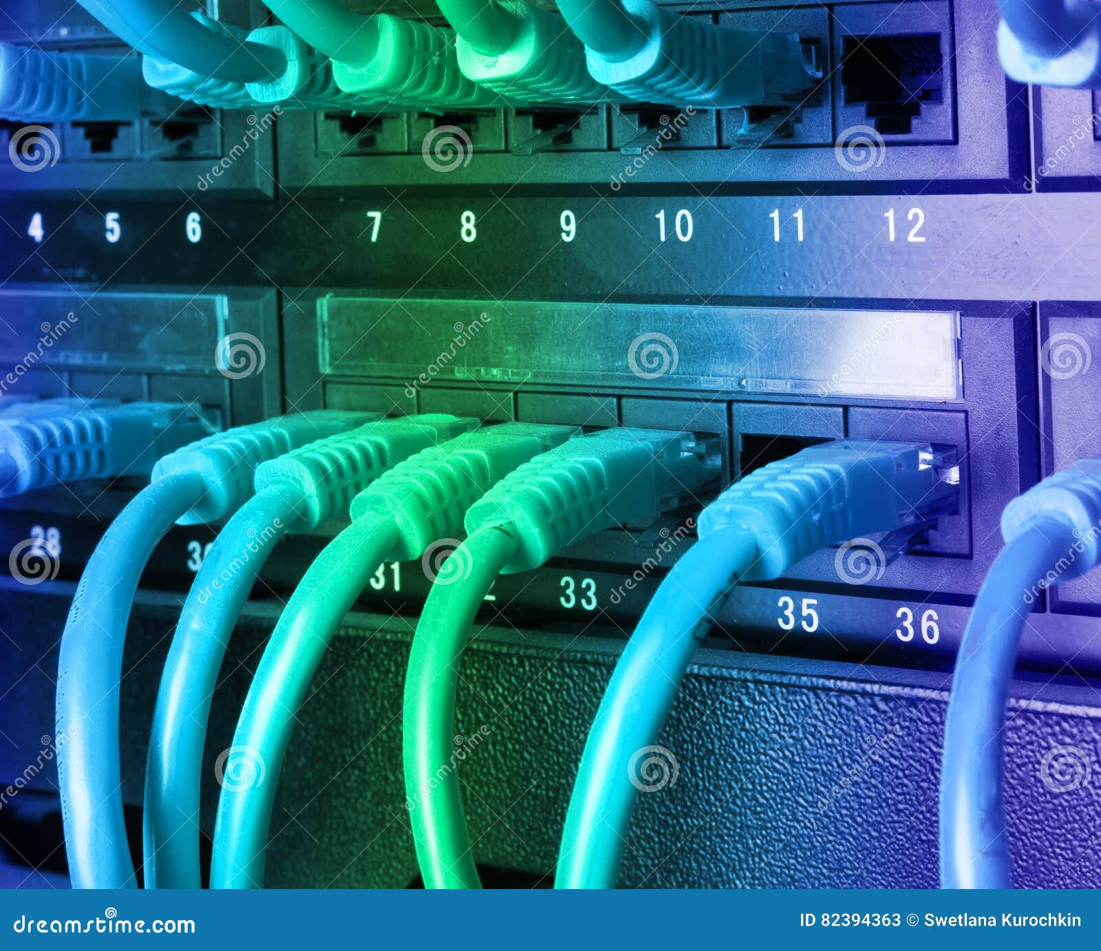 Server Rack with Blue Cables Stock Image - Image of internet, connector ...