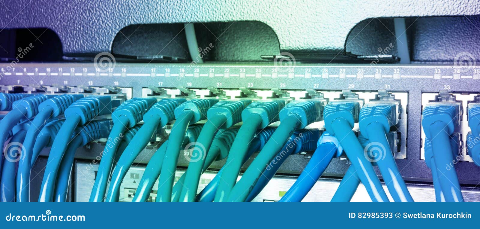 Server Rack with Blue Cables Stock Image - Image of connection, node ...