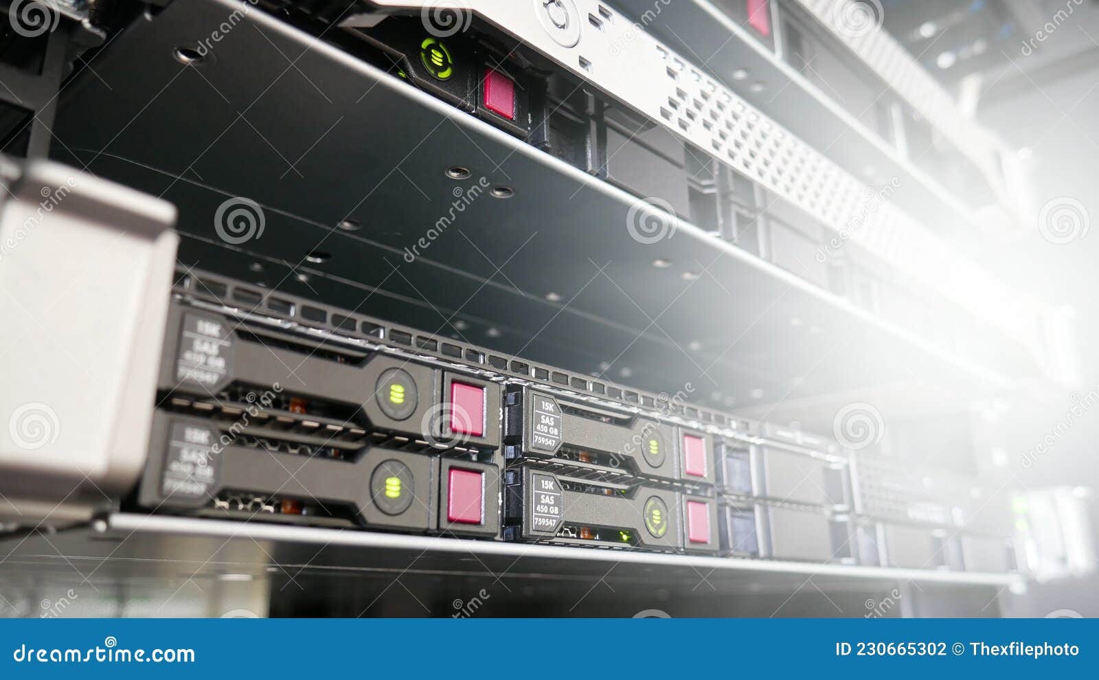 Server Rack in Cabinet Have a Light Effect Stock Photo - Image of ...