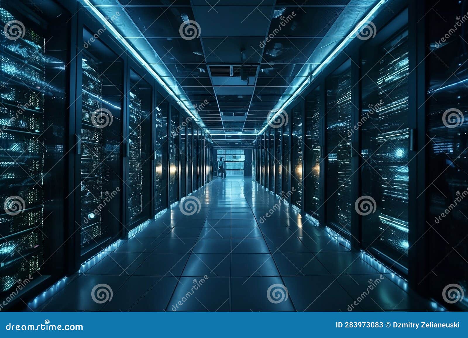 Server Rack in a Center. Generative AI. Stock Illustration ...