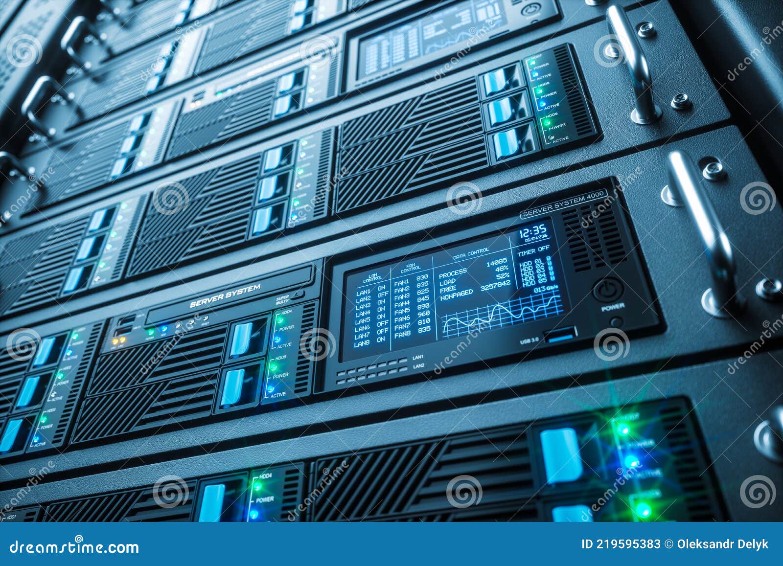 Server Rack Closeup. Data Center Stock Illustration - Illustration of ...