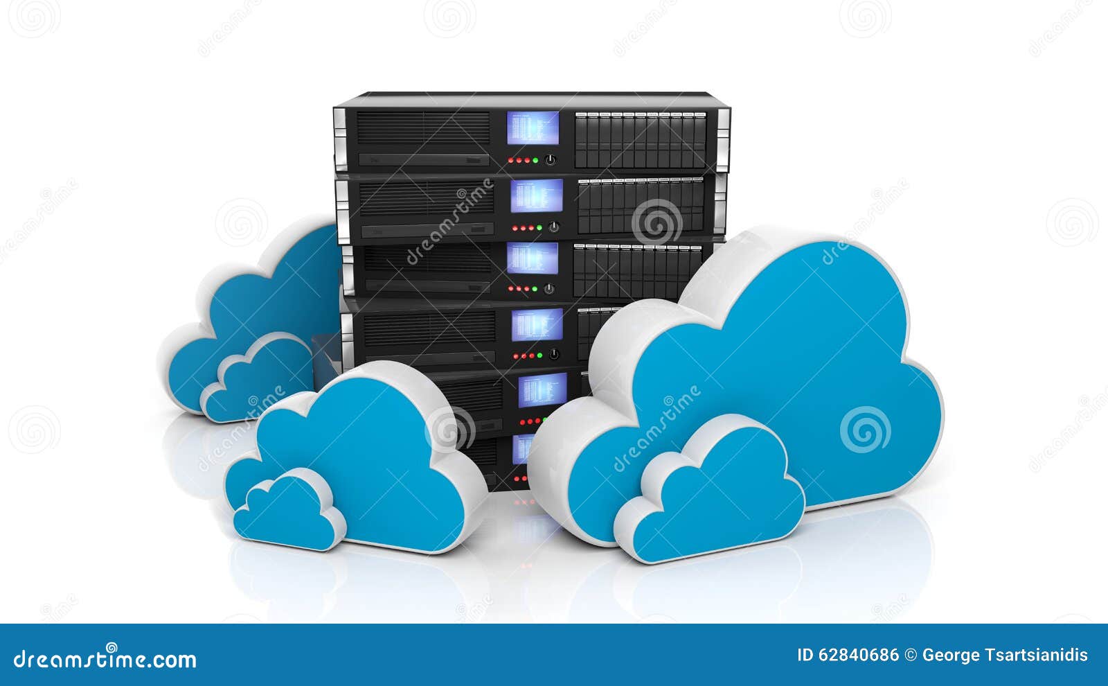 Server Rack and Cloud Icons Stock Illustration - Illustration of ...
