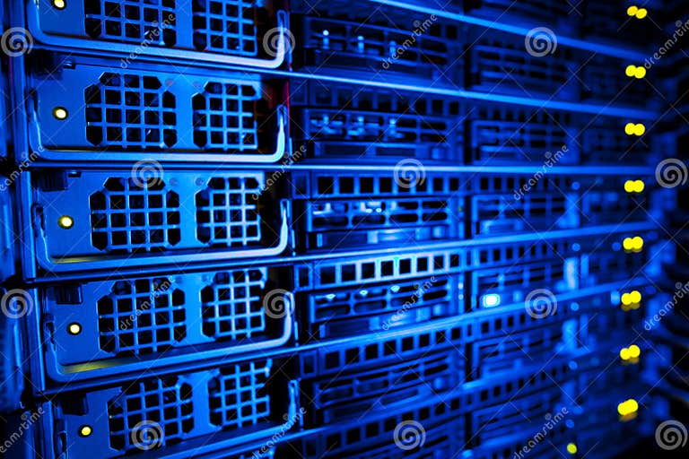 Server Rack Cluster in a Data Center Stock Image - Image of internet ...