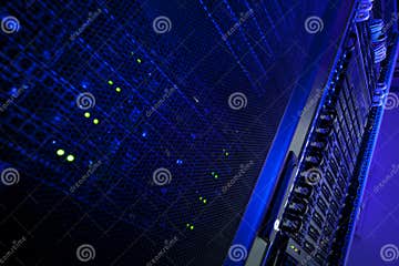 Server Rack Cluster in a Data Center Stock Photo - Image of networking ...