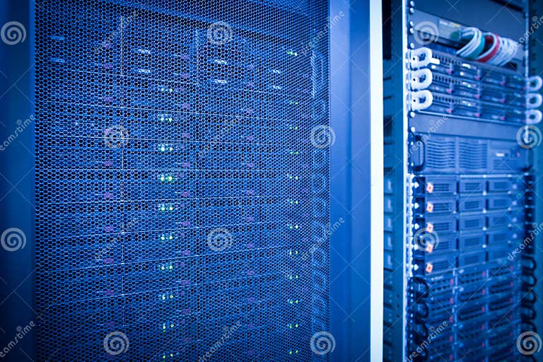 Server Rack Cluster in a Data Center Stock Image - Image of computer ...