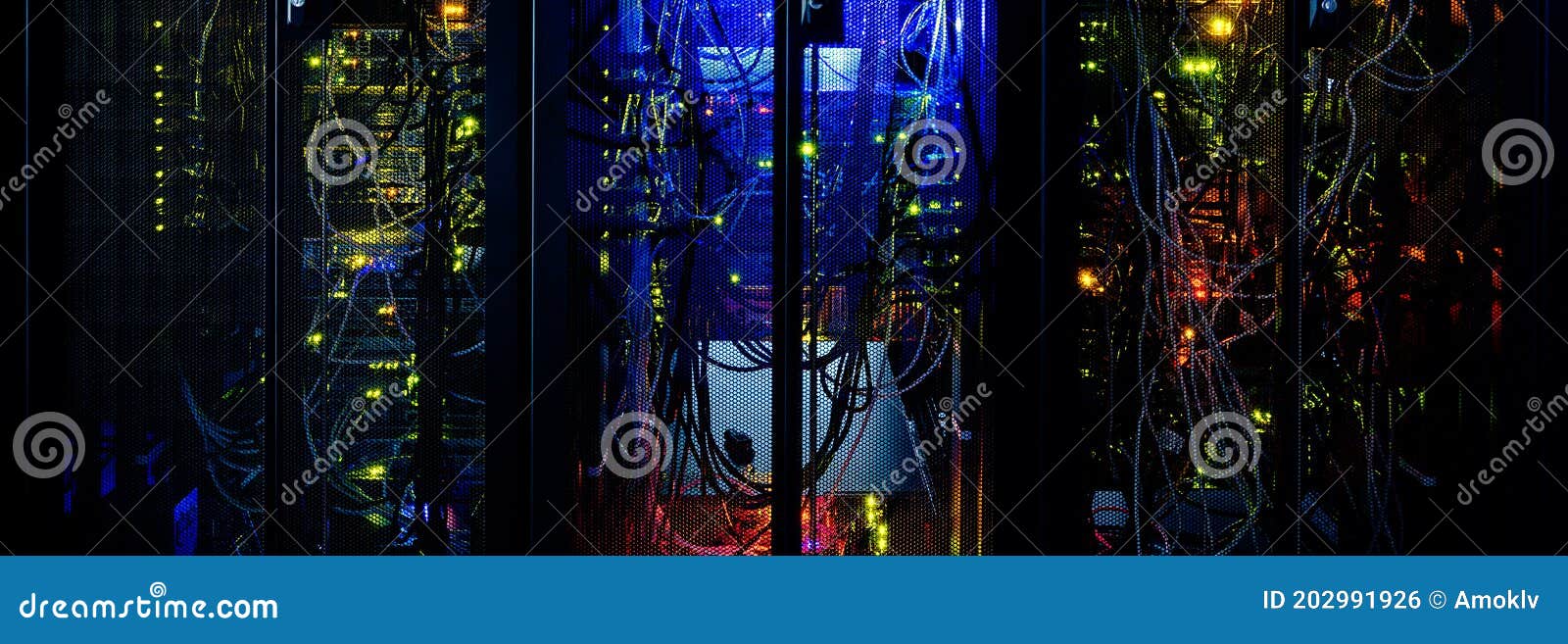 Server Rack Cluster in a Data Center Horizontal View Stock Photo ...