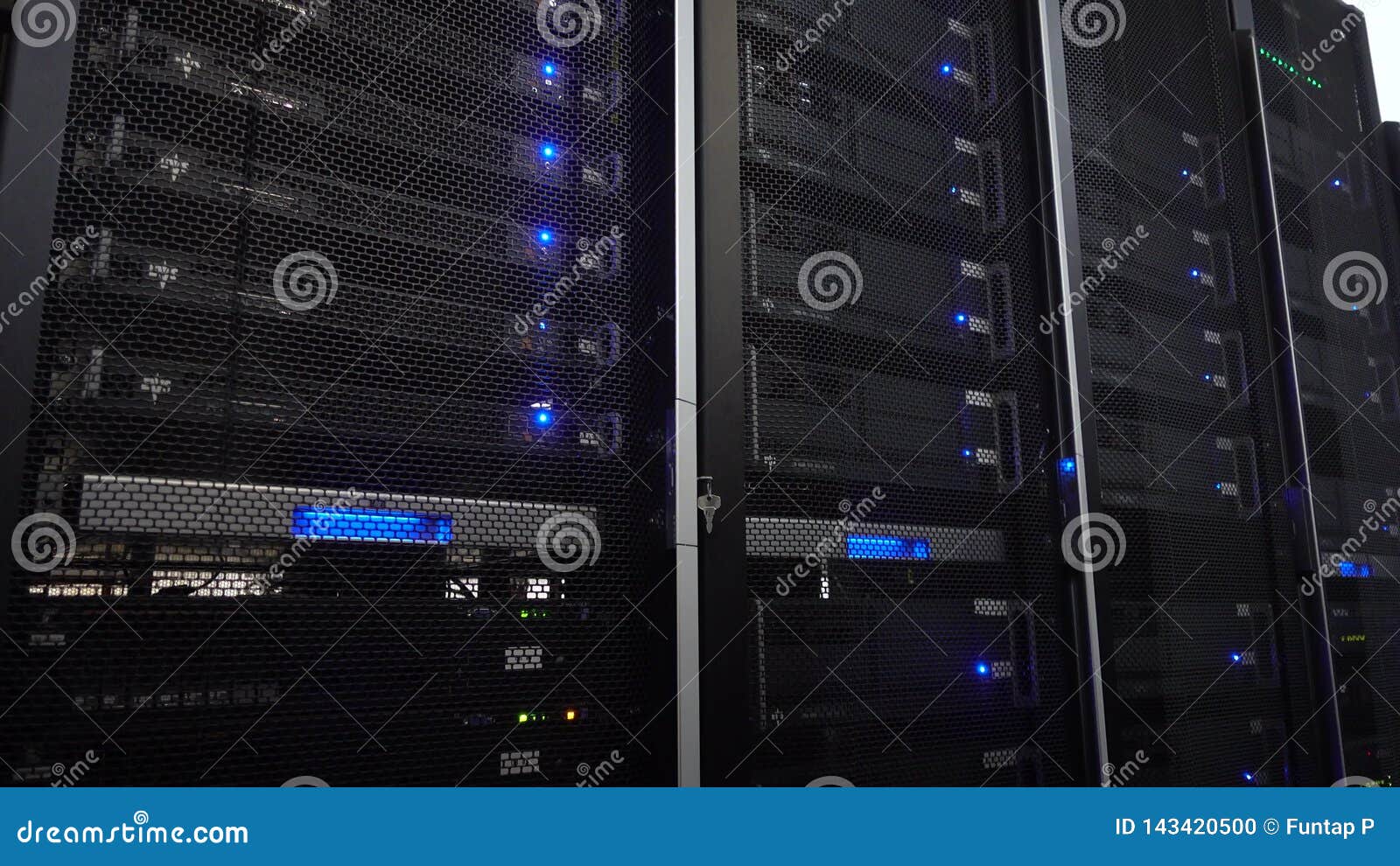 Server Rack Cluster in a Data Center. Moving Camera. 4K. Stock Footage ...