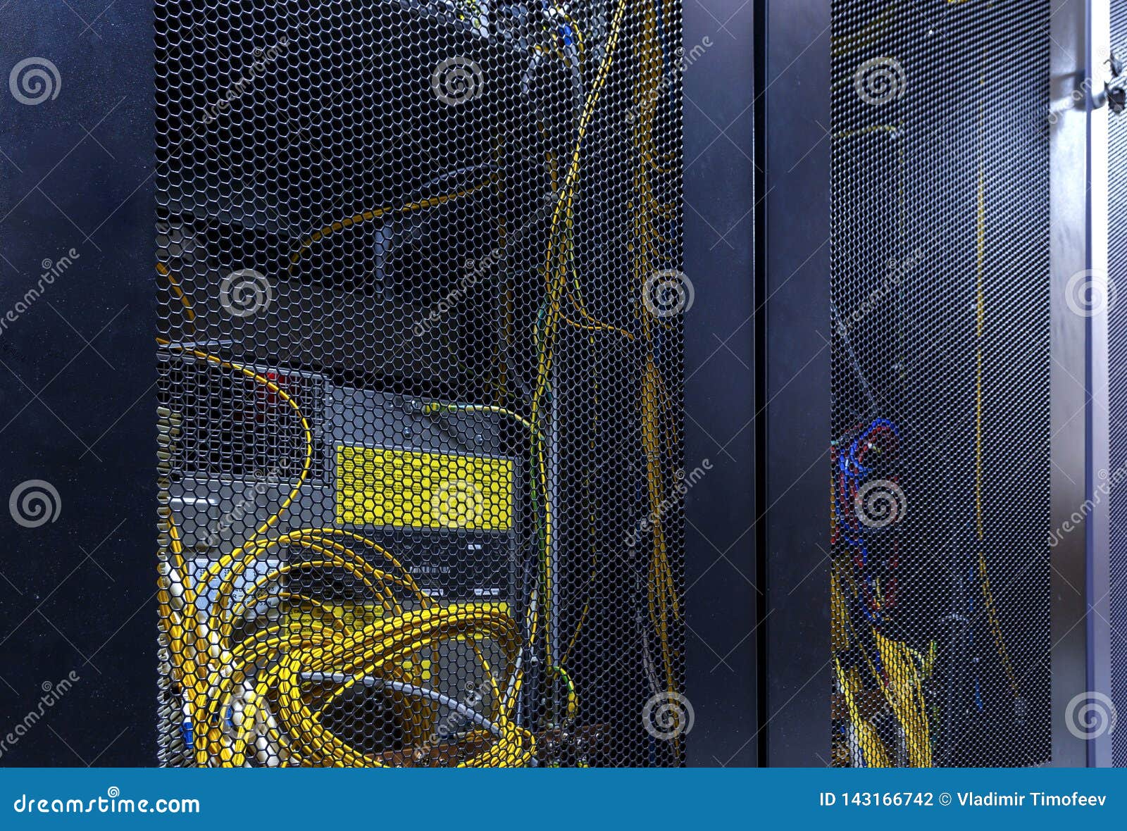 Server Rack Cluster in Data Center. Network Server Room with Servers ...