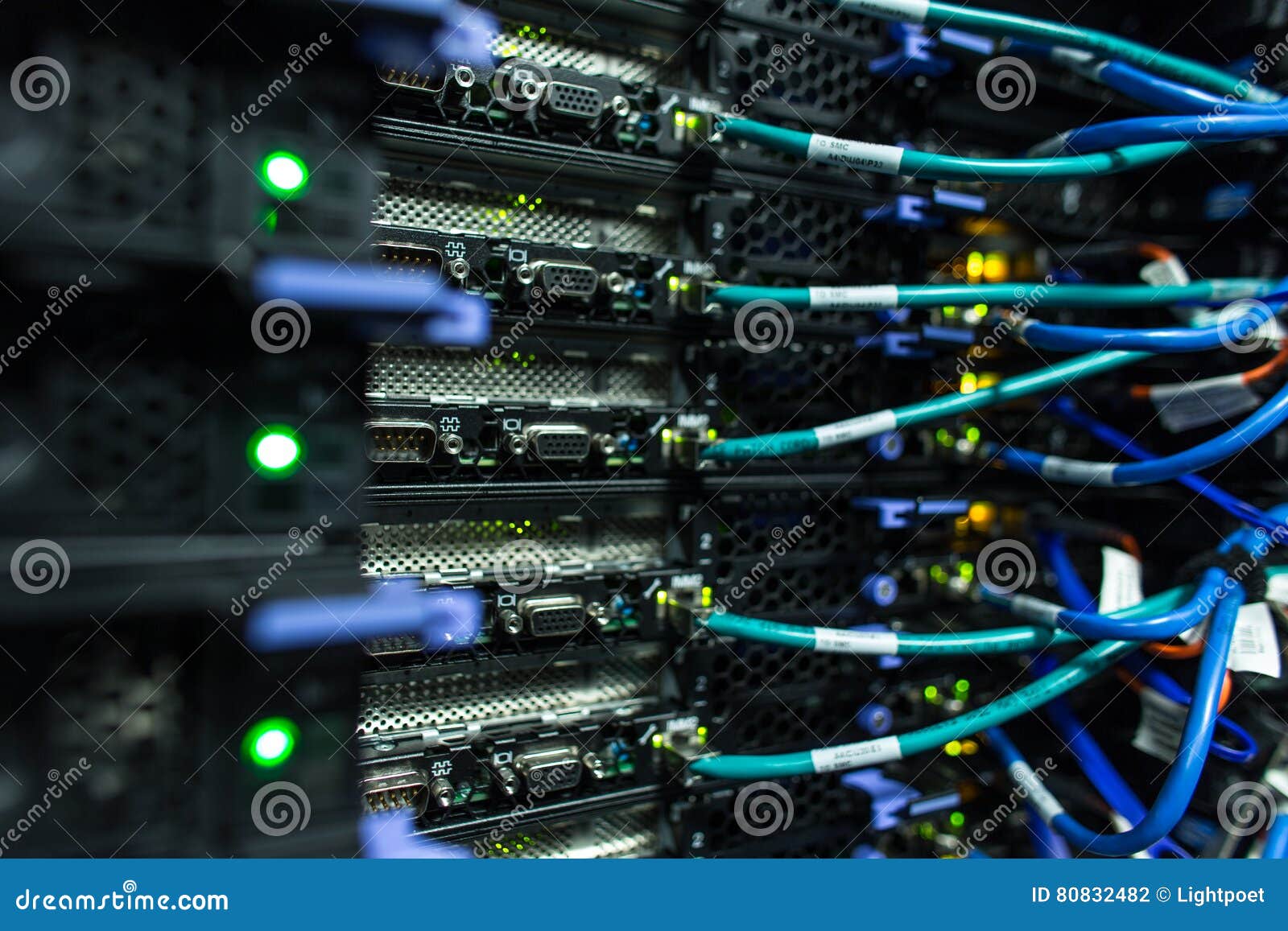 Server Rack Cluster in a Data Center Stock Photo - Image of fiber ...