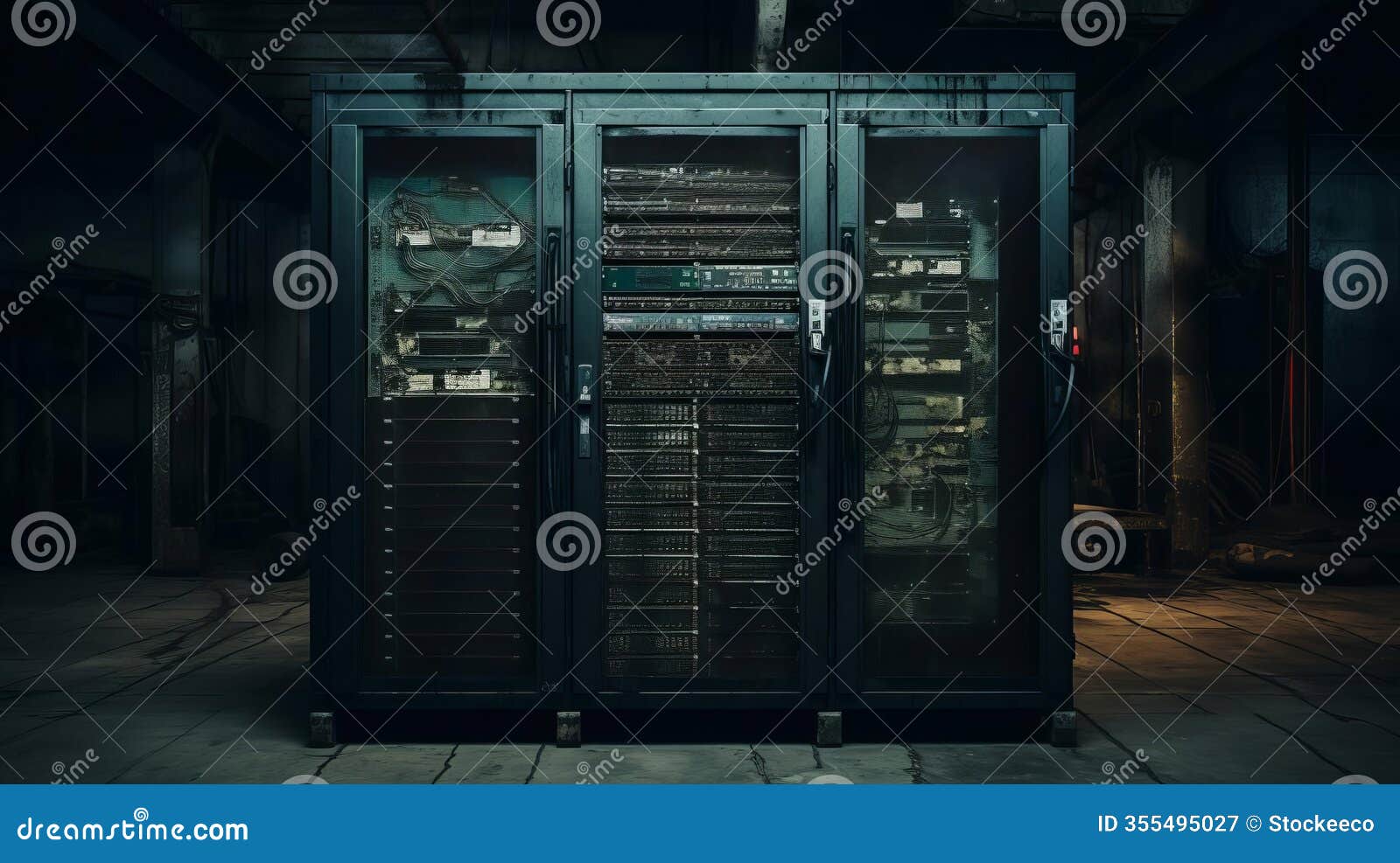 High-tech Server Rack in Industrial Background Setting Renovation Stock ...