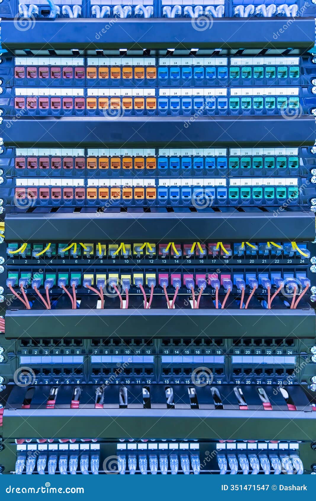Server Rack with Colorful Patch Panel in Data Server Room Stock Image ...