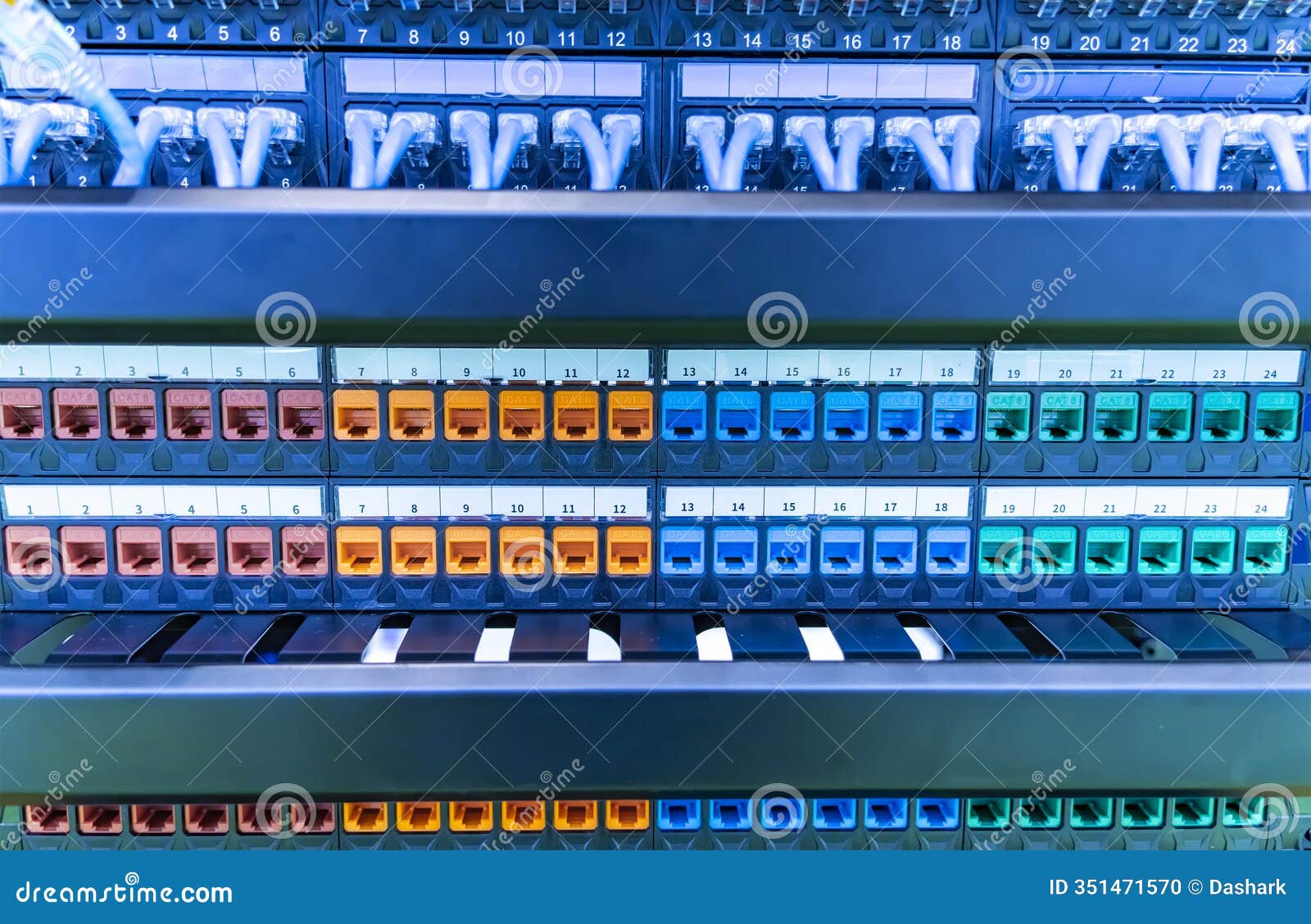 Server Rack with Colorful Patch Panel in Data Server Room Stock Photo ...