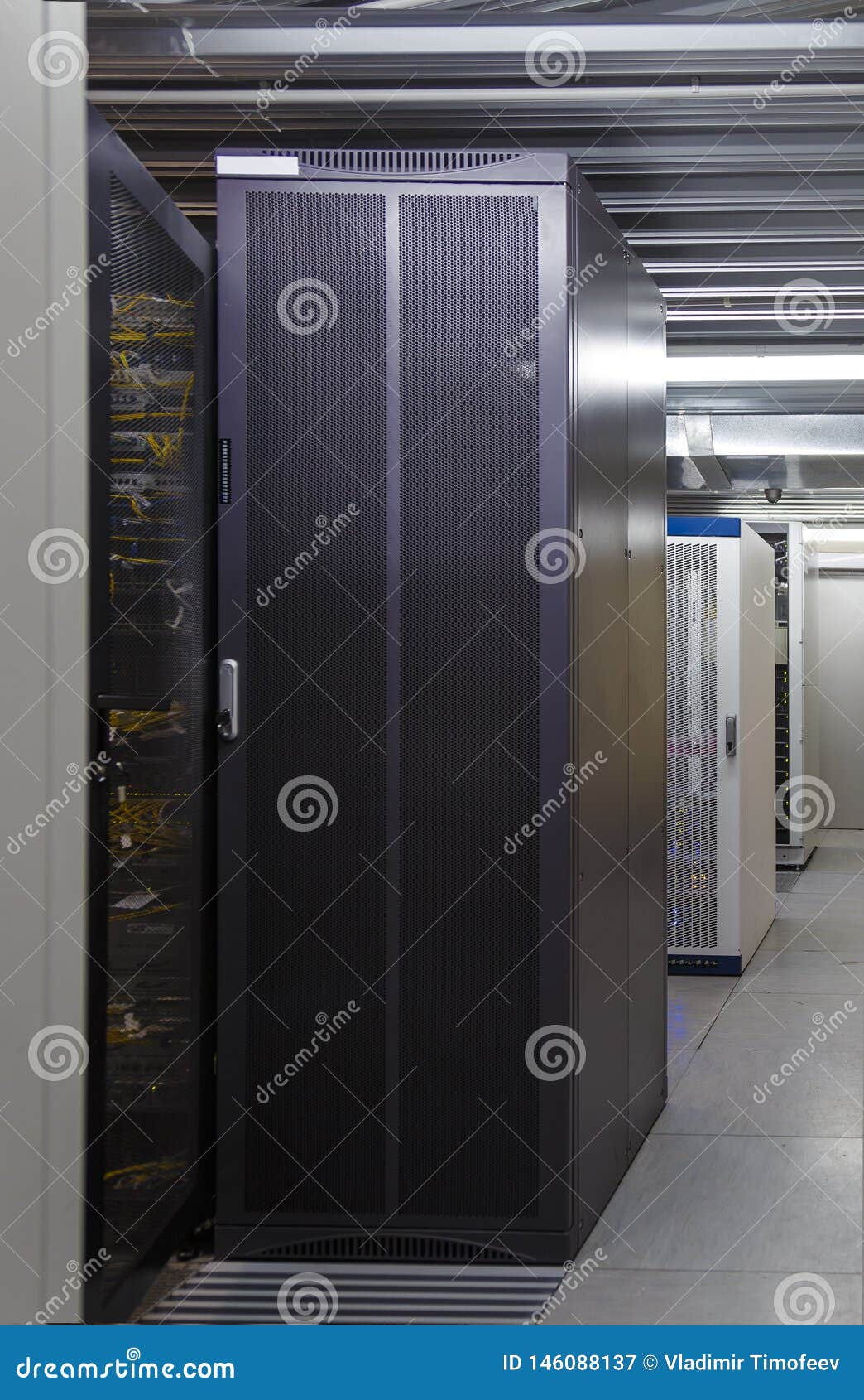 Server Rack with Computers for Digital Tv Ip Communications and ...