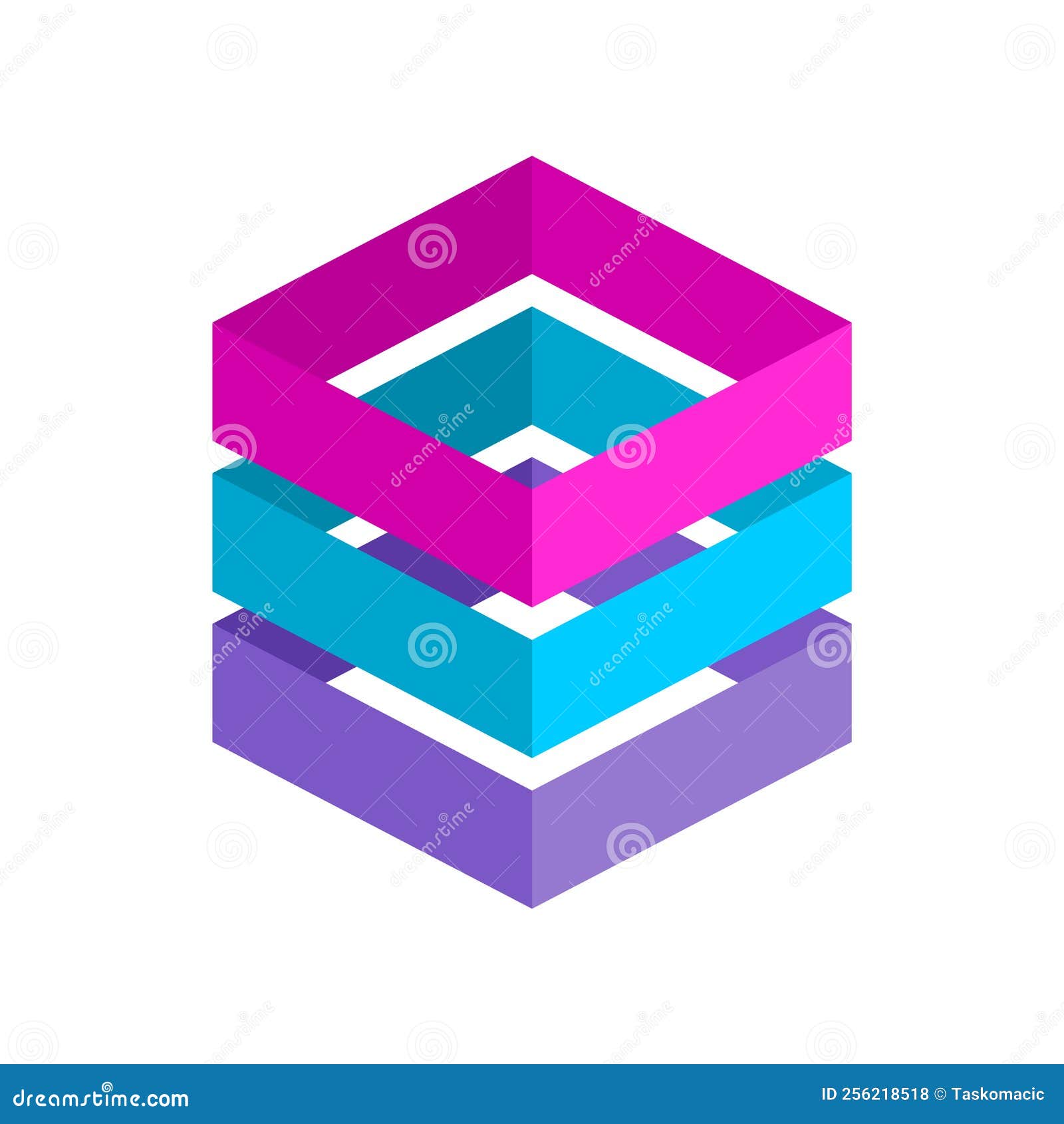 Modern Colorful Technology Logo Made of Three Elements. Stack of Three ...