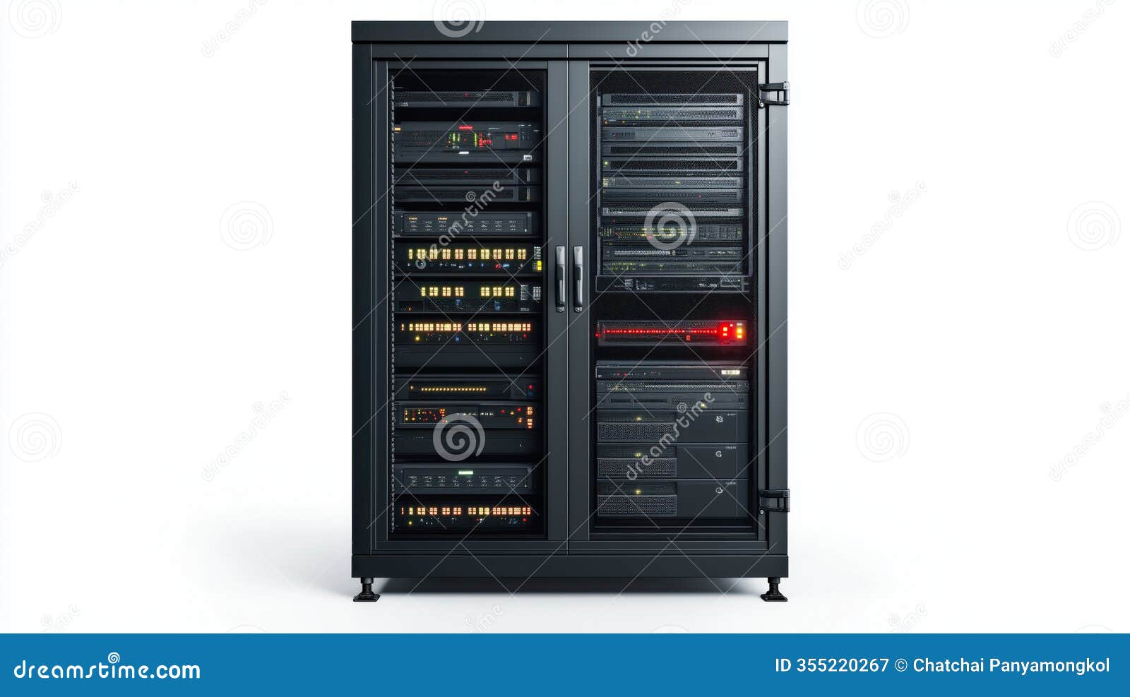 Server Rack Containing Various Electronic Components and Devices Used ...