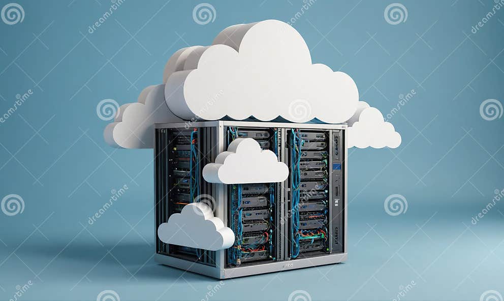 A Server Rack is Covered in White Clouds, Symbolizing the Cloud ...