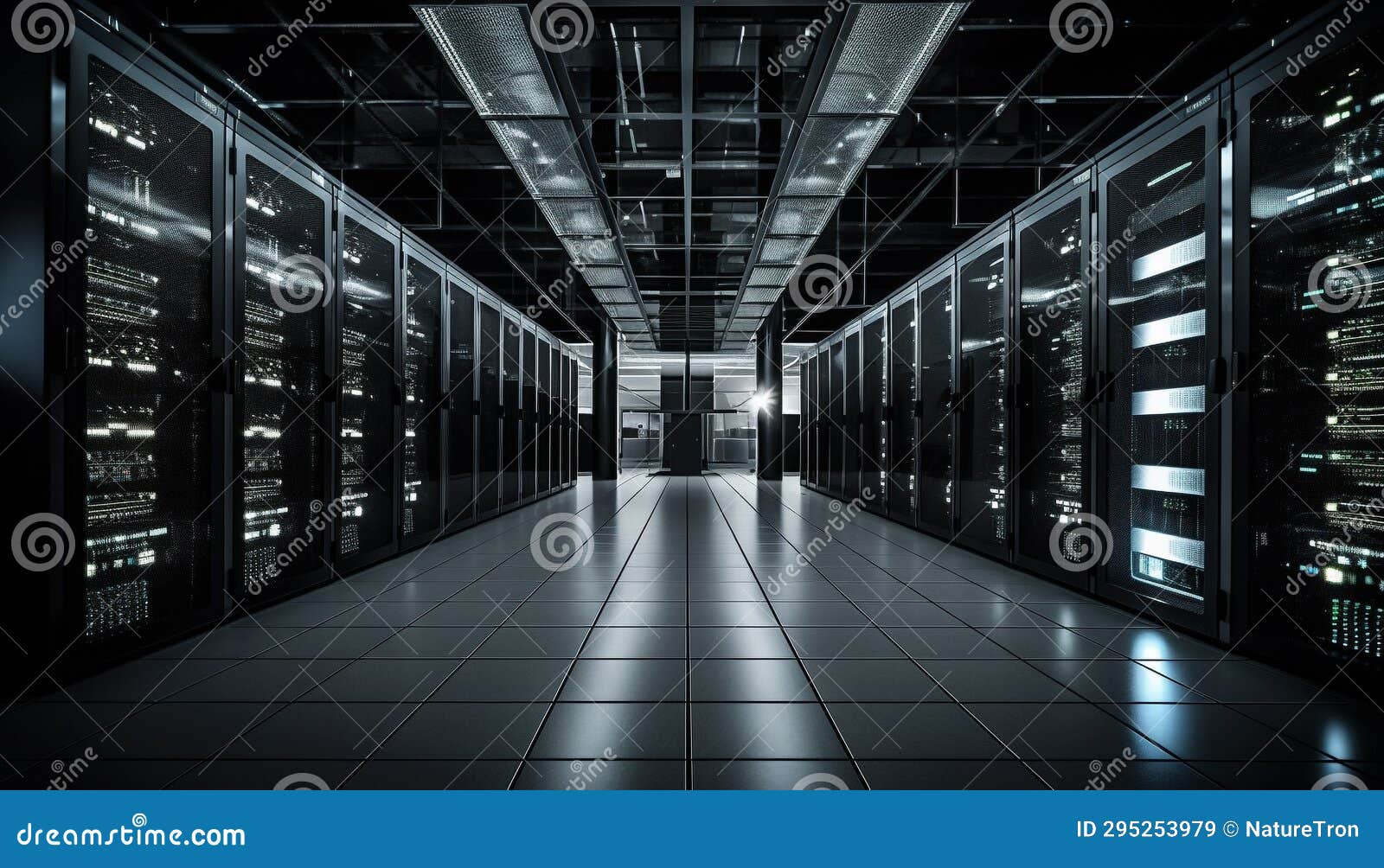 Server Rack in a Data Center Room with Servers Server Rack with Servers ...