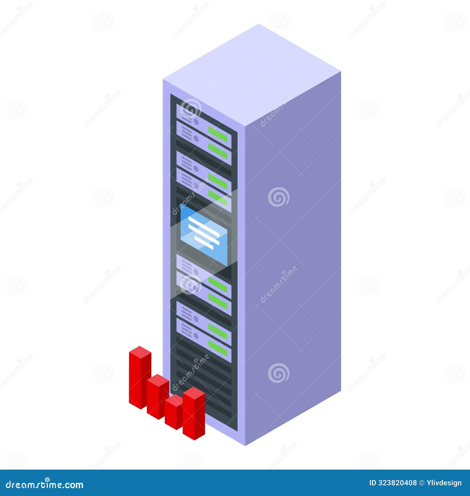 Server Rack Experiencing Network Outage with Red Chart Bars Stock ...