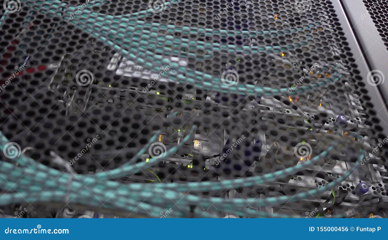 Server Rack Flashing Led Lights are in a Modern Data Center are Located ...