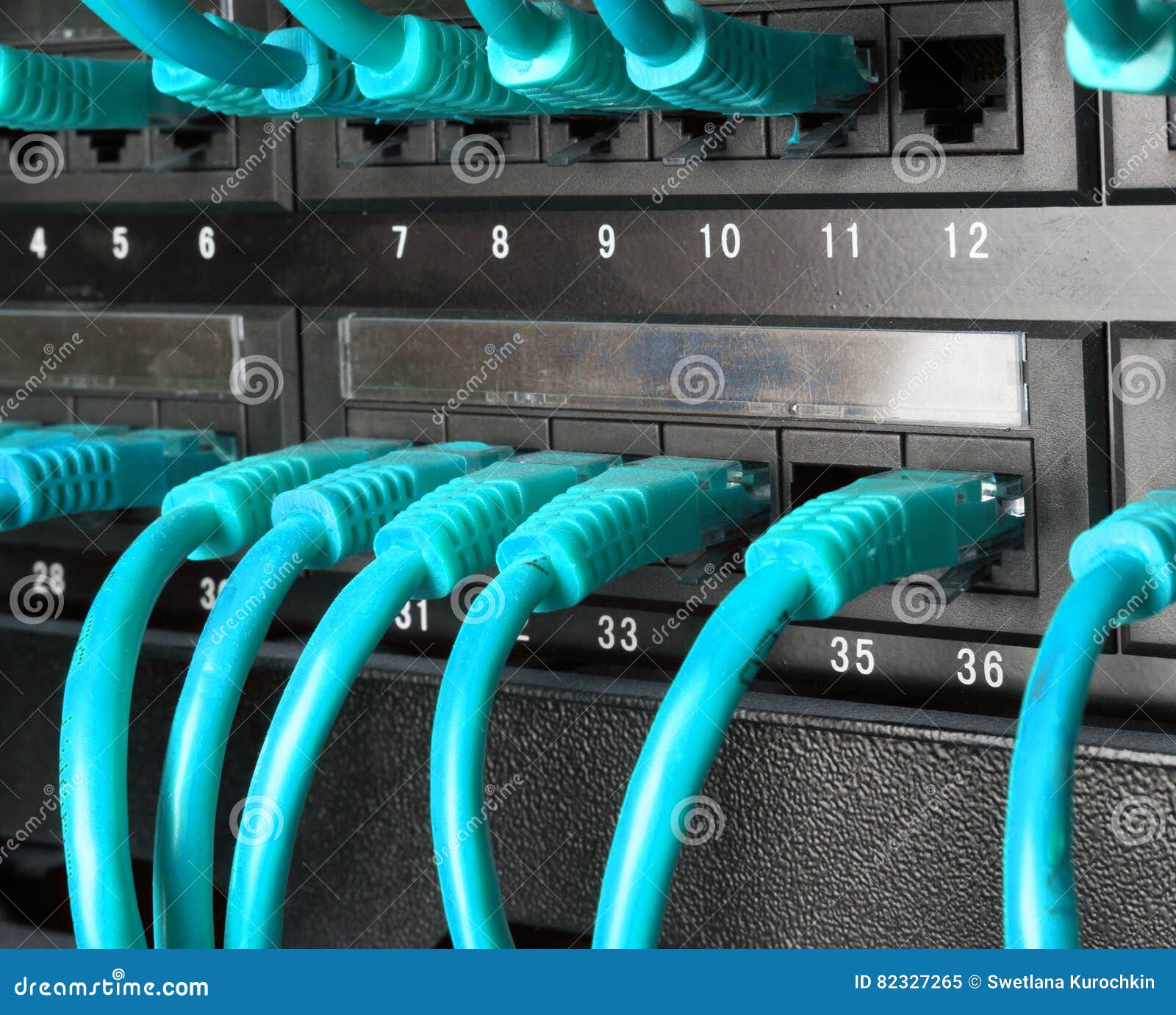 Server Rack with Green Cables Stock Image - Image of connect ...