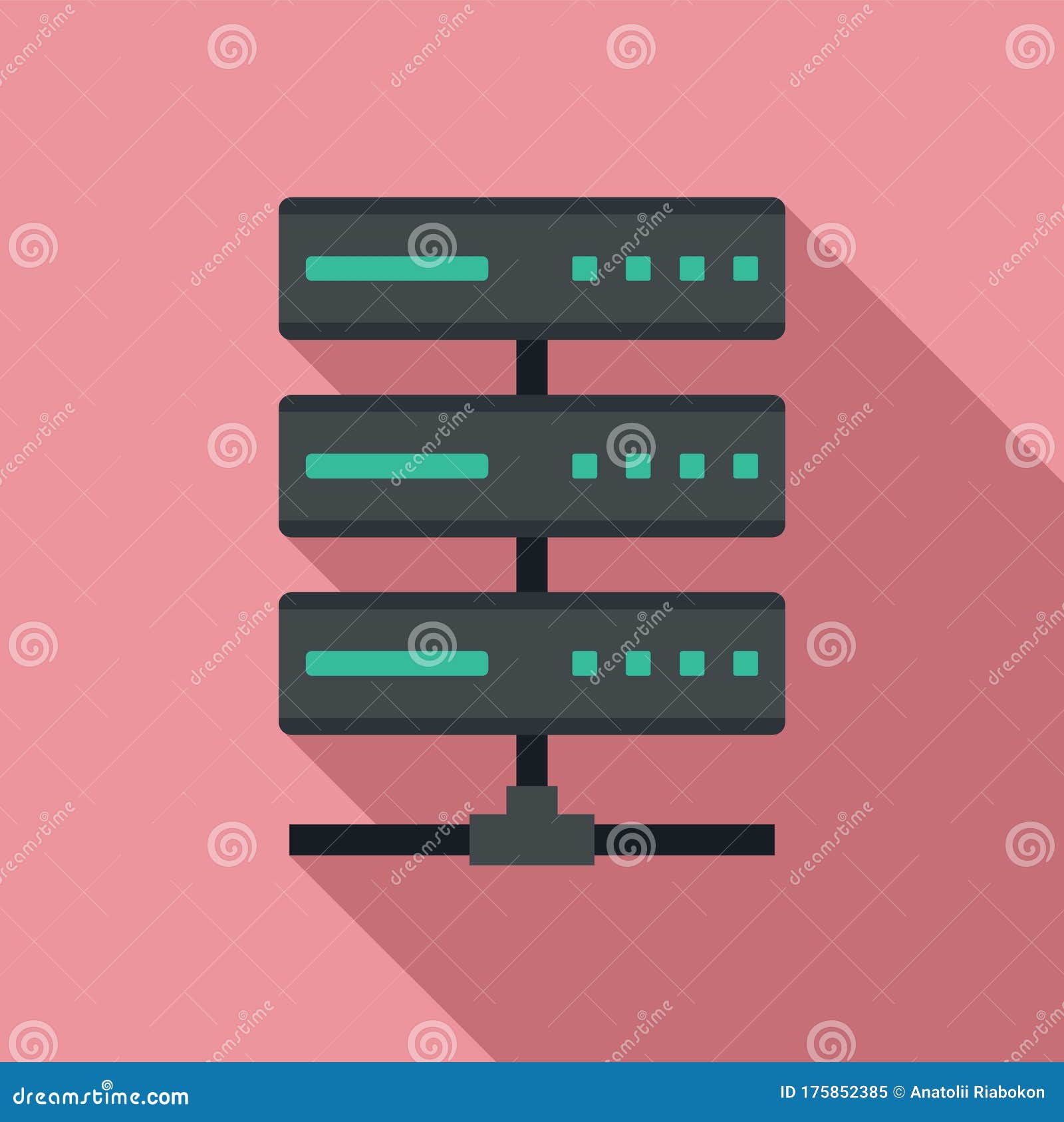 Server Rack Icon, Flat Style Stock Vector - Illustration of cyberspace ...