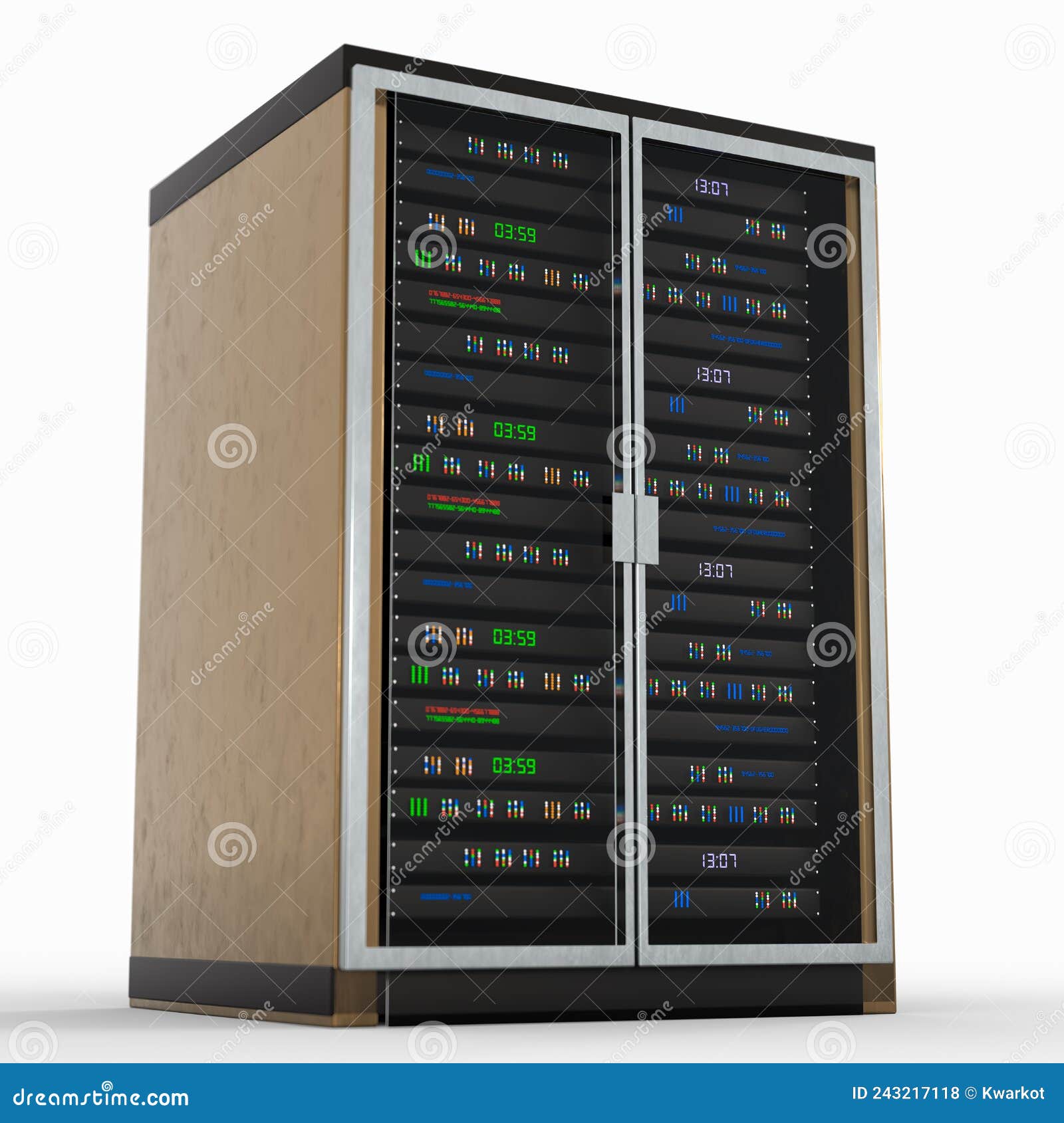 Modern Server Rack. Server Rack Image. Isolated on White Background. 3d ...
