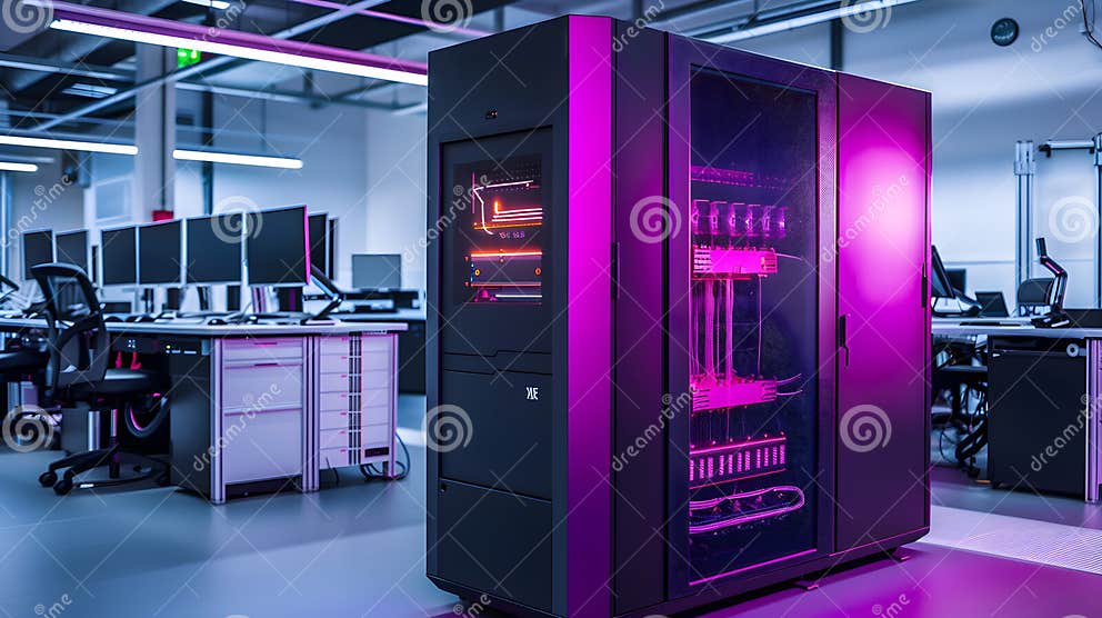 Server Rack Installed in a Server Room. the Server Room is Clean and ...