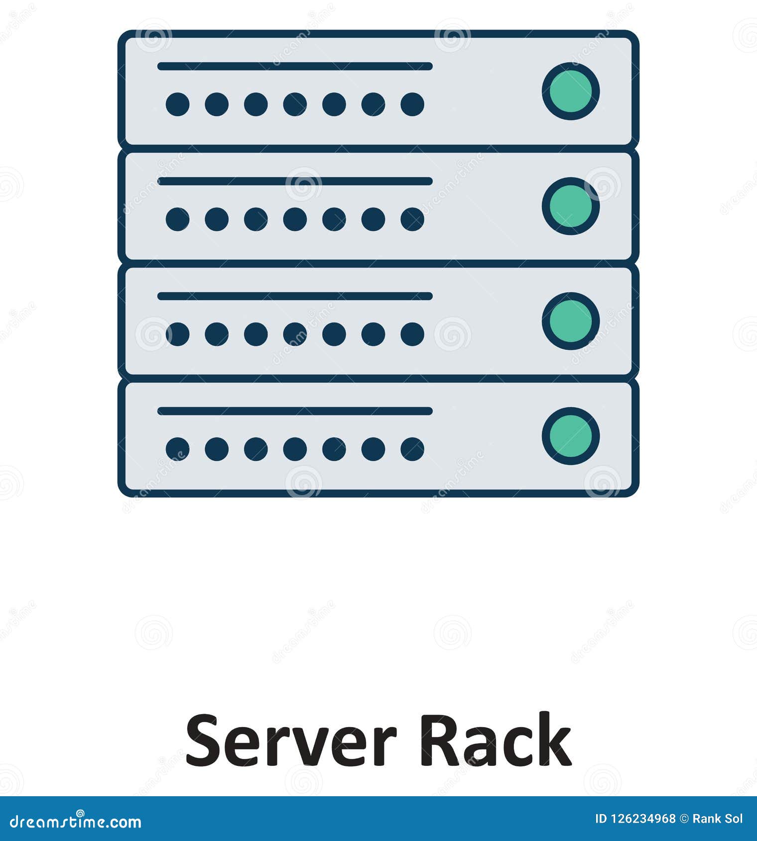 Server Rack Isolated and Vector Icon for Technology Stock Illustration ...