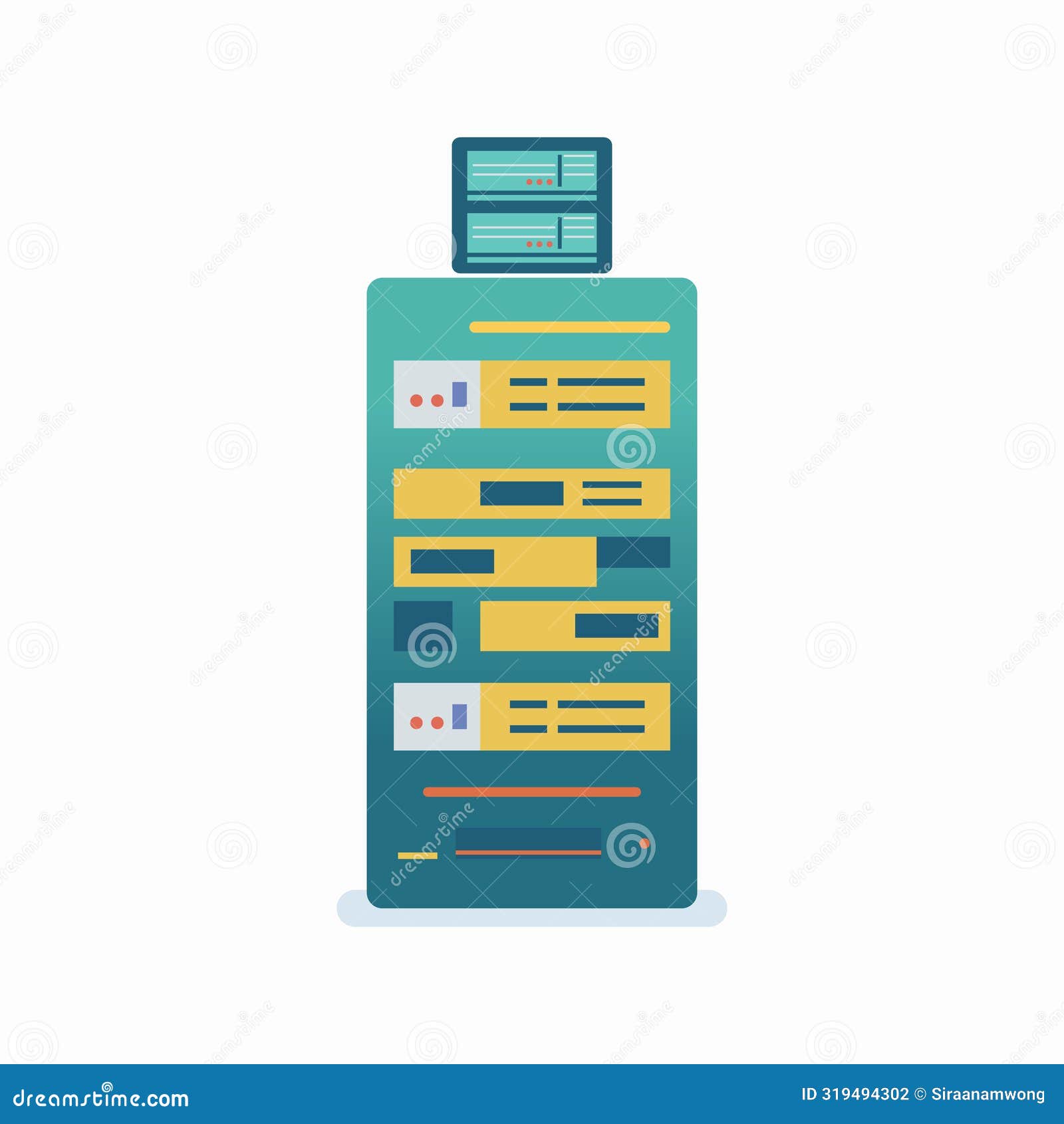 Server Rack Isolated on White Background Stock Vector - Illustration of ...