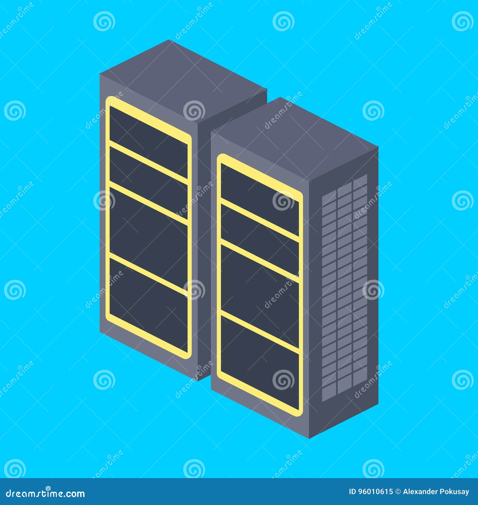 Server Rack Isometric Vector Illustration Stock Vector - Illustration ...