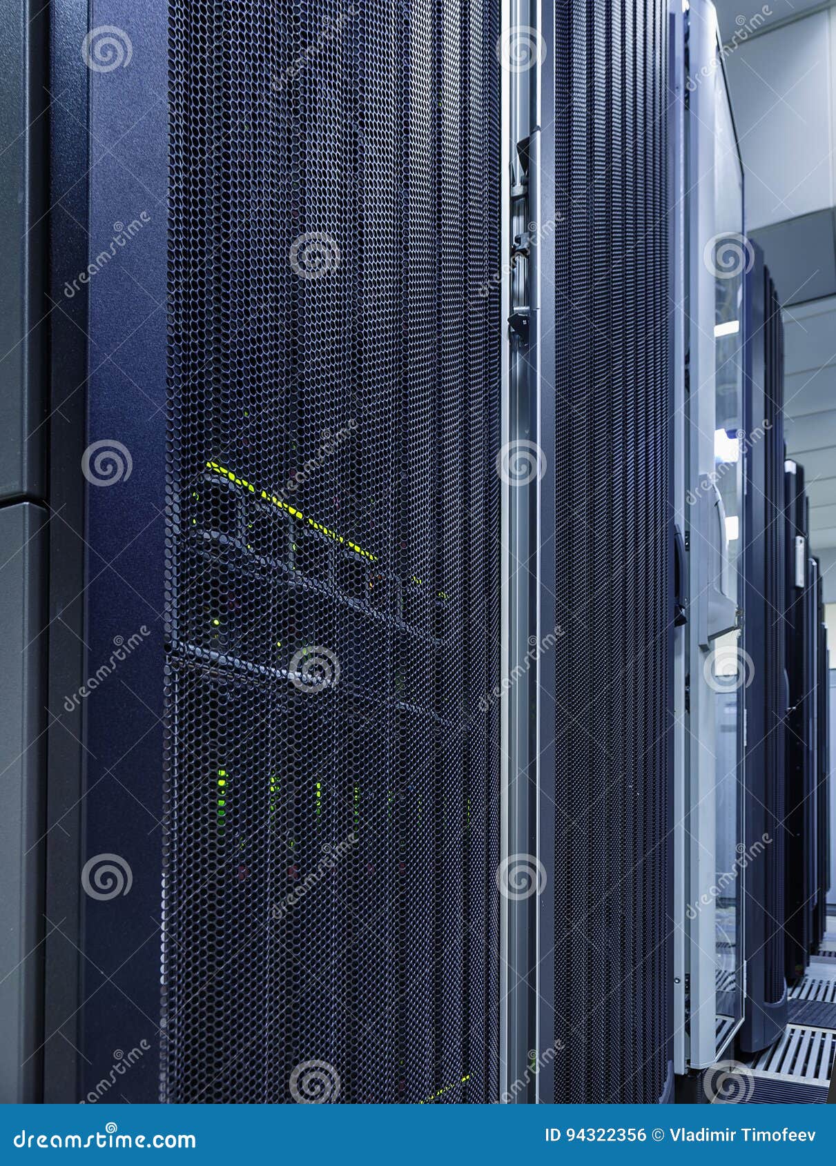 Server Rack with LED Indicator Inside in Mofern Data Center Stock Photo ...