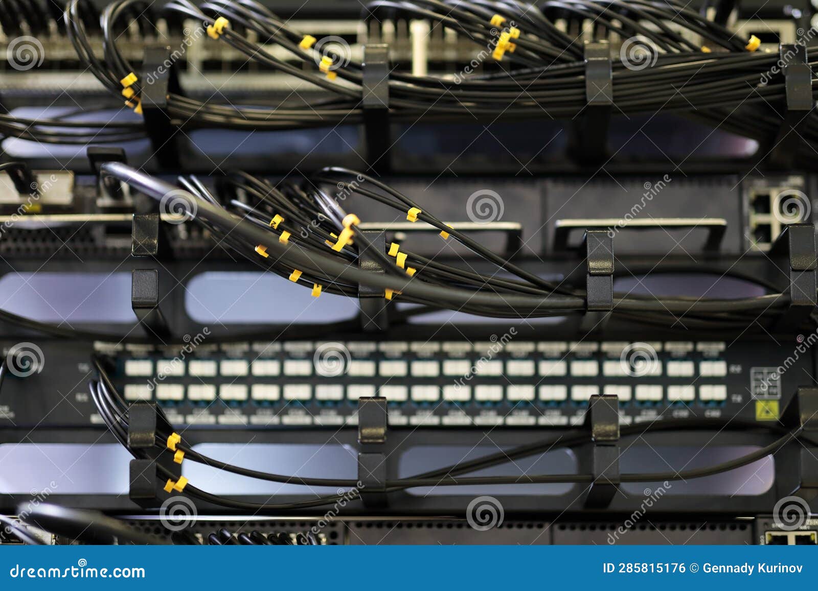 Server Rack with Metal Horizontal Cable Managers Stock Photo - Image of ...