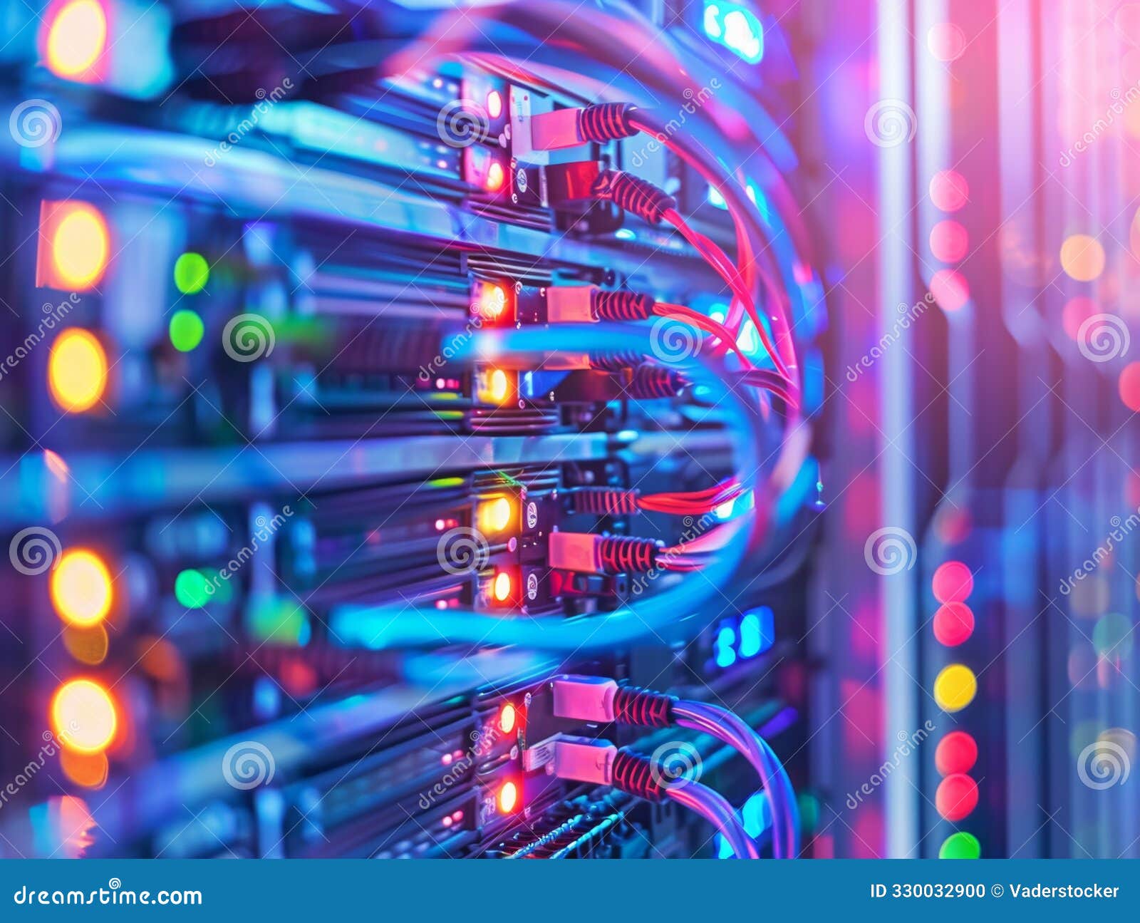 Server Rack with Network Cables and Lights Stock Illustration ...