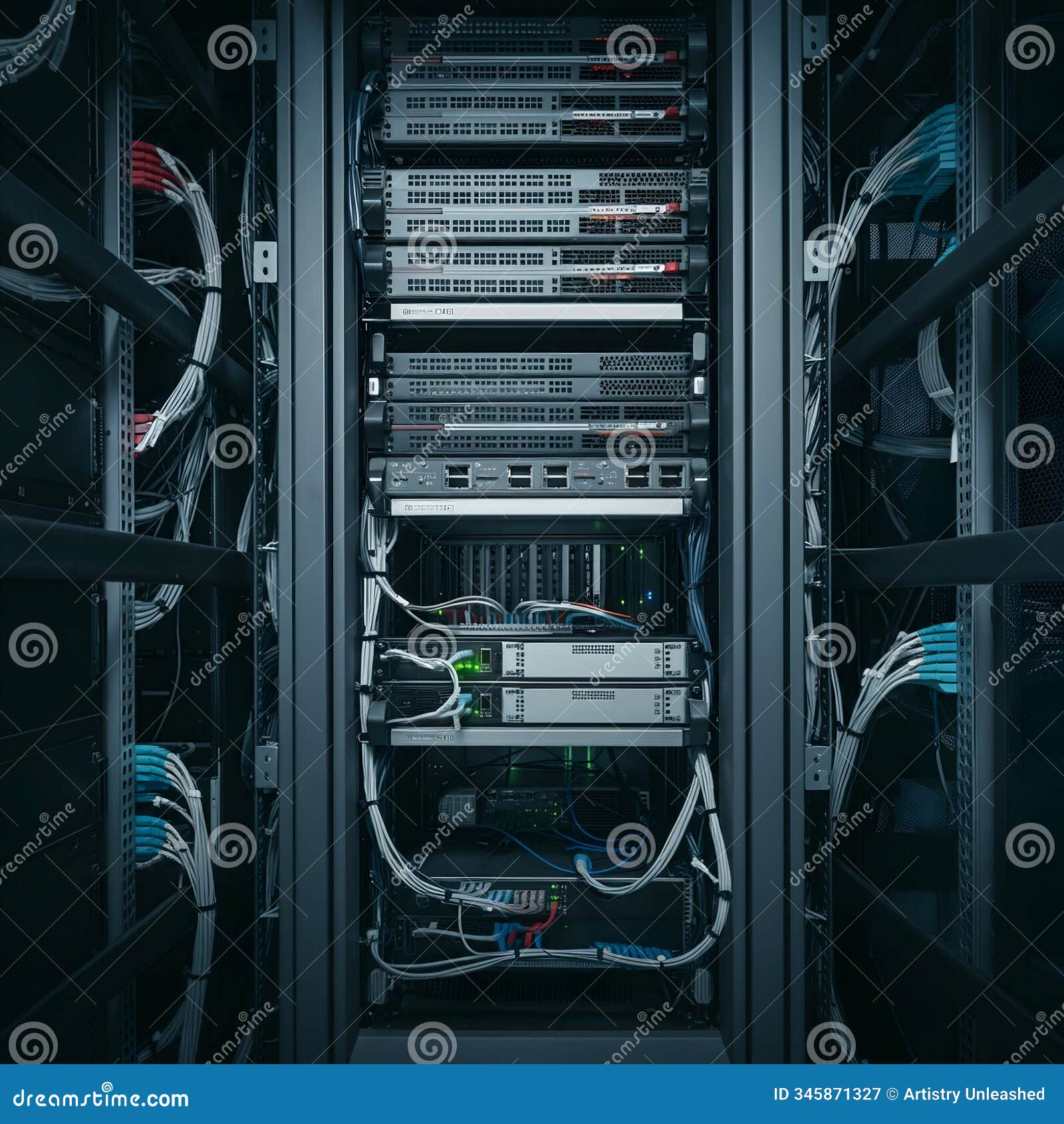Server Rack with Network Equipment and Cables – AI-Generated Stock ...